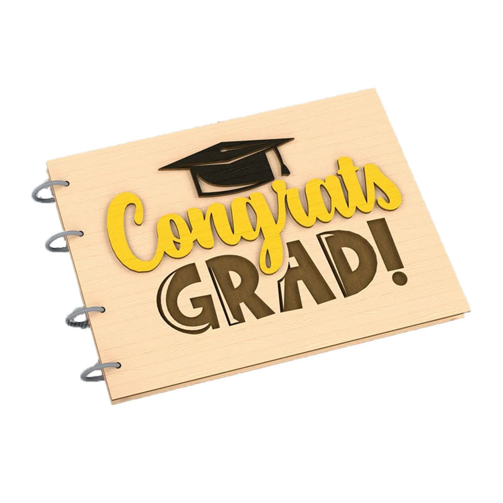 BigTiny 2025 Graduation Guest Book Wooden Cover Memory Scrapbook ...