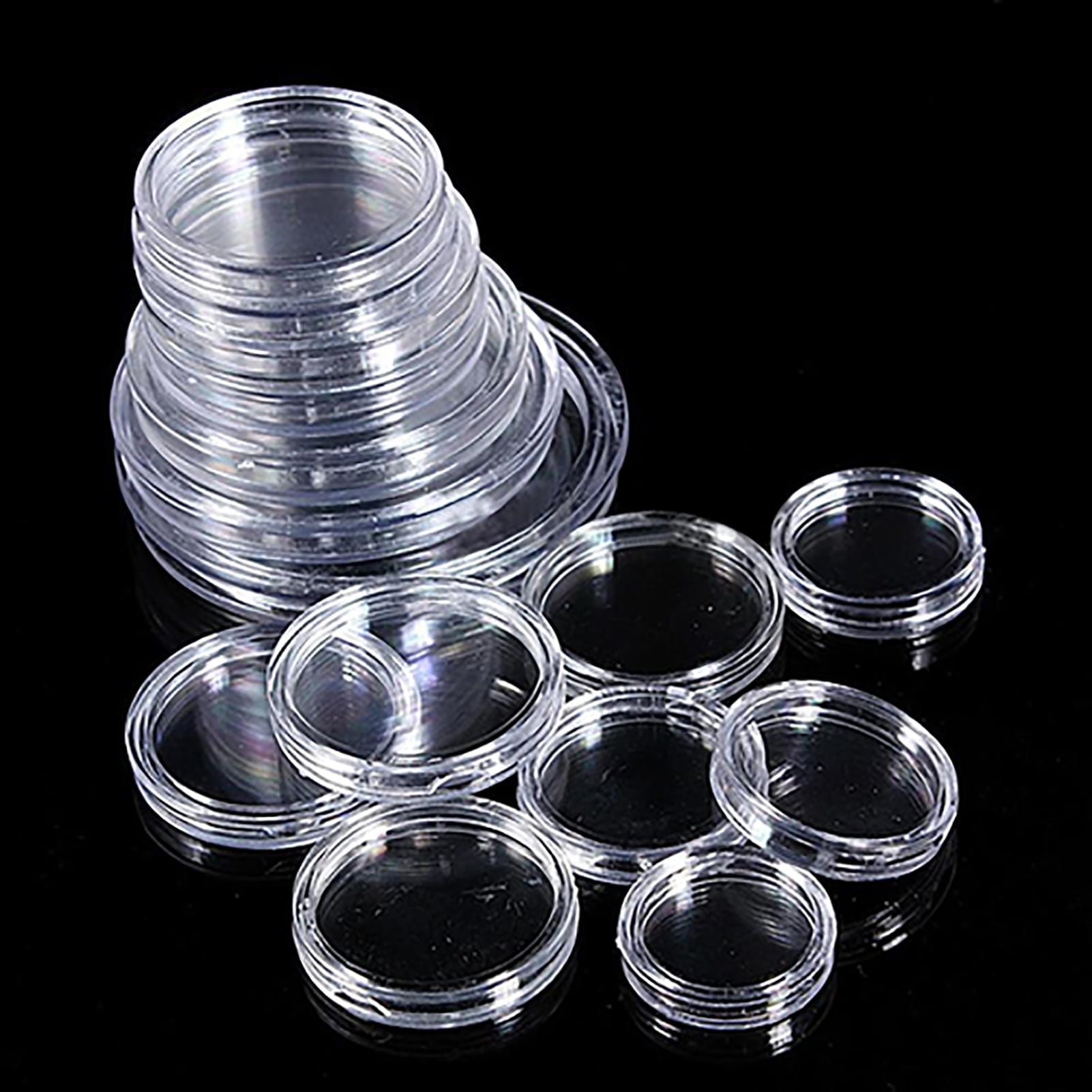 BigTiny 20Pcs Clear Transparent Plastic Round Coin Capsule Coin ...