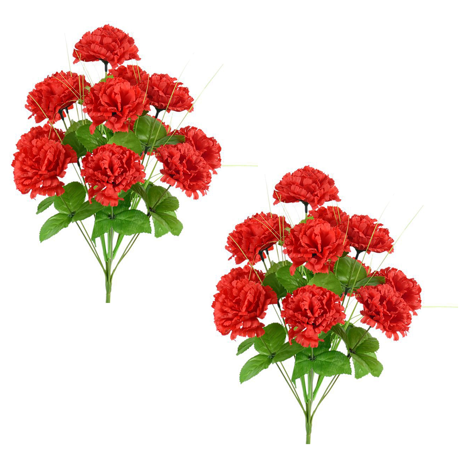BigTiny 2Pcs Artificial Carnation Realistic 12 Head Fake Silk Flower ...