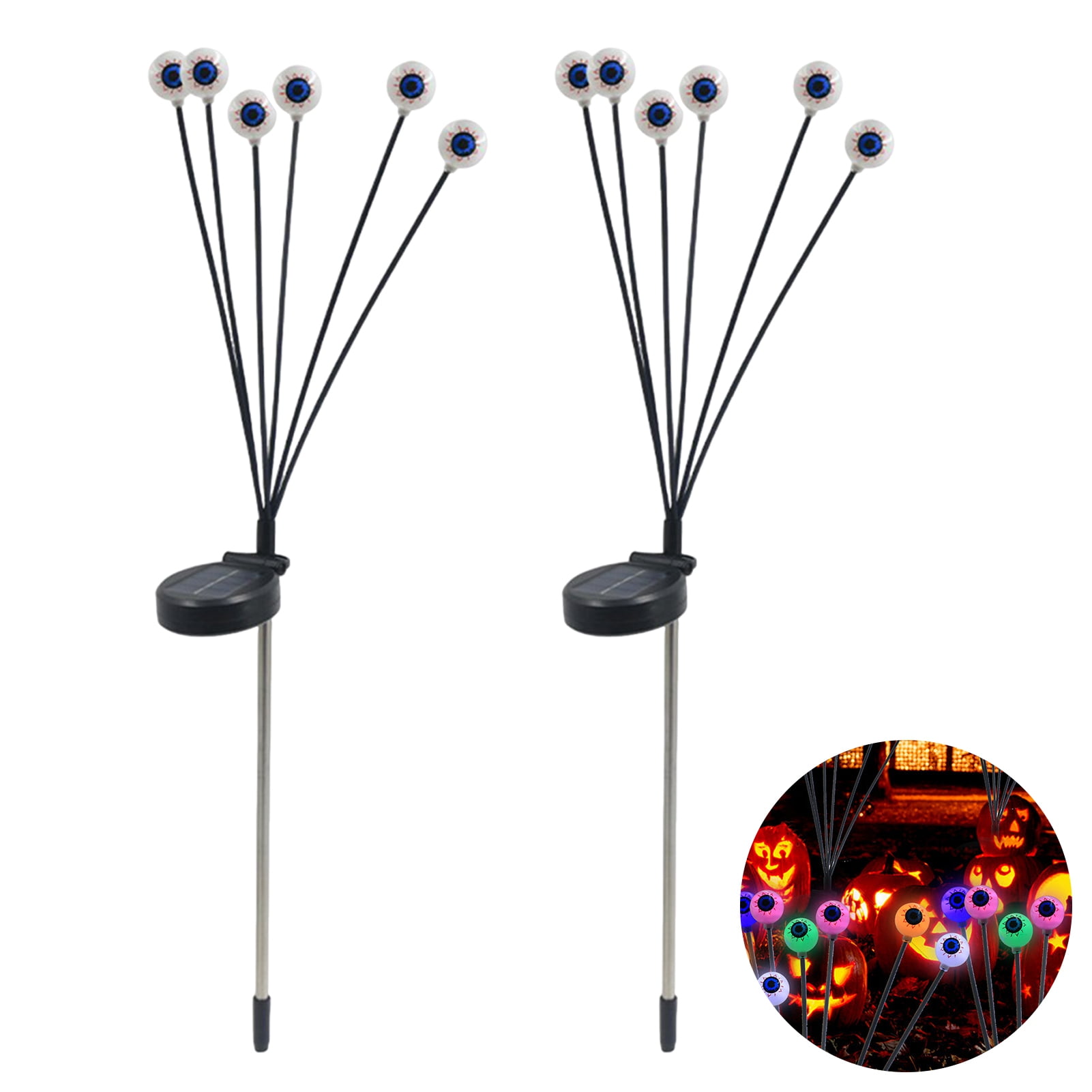 BigTiny 2Pcs LED Solar Scary Eyeball Swaying Lights Realistic 3D Design ...