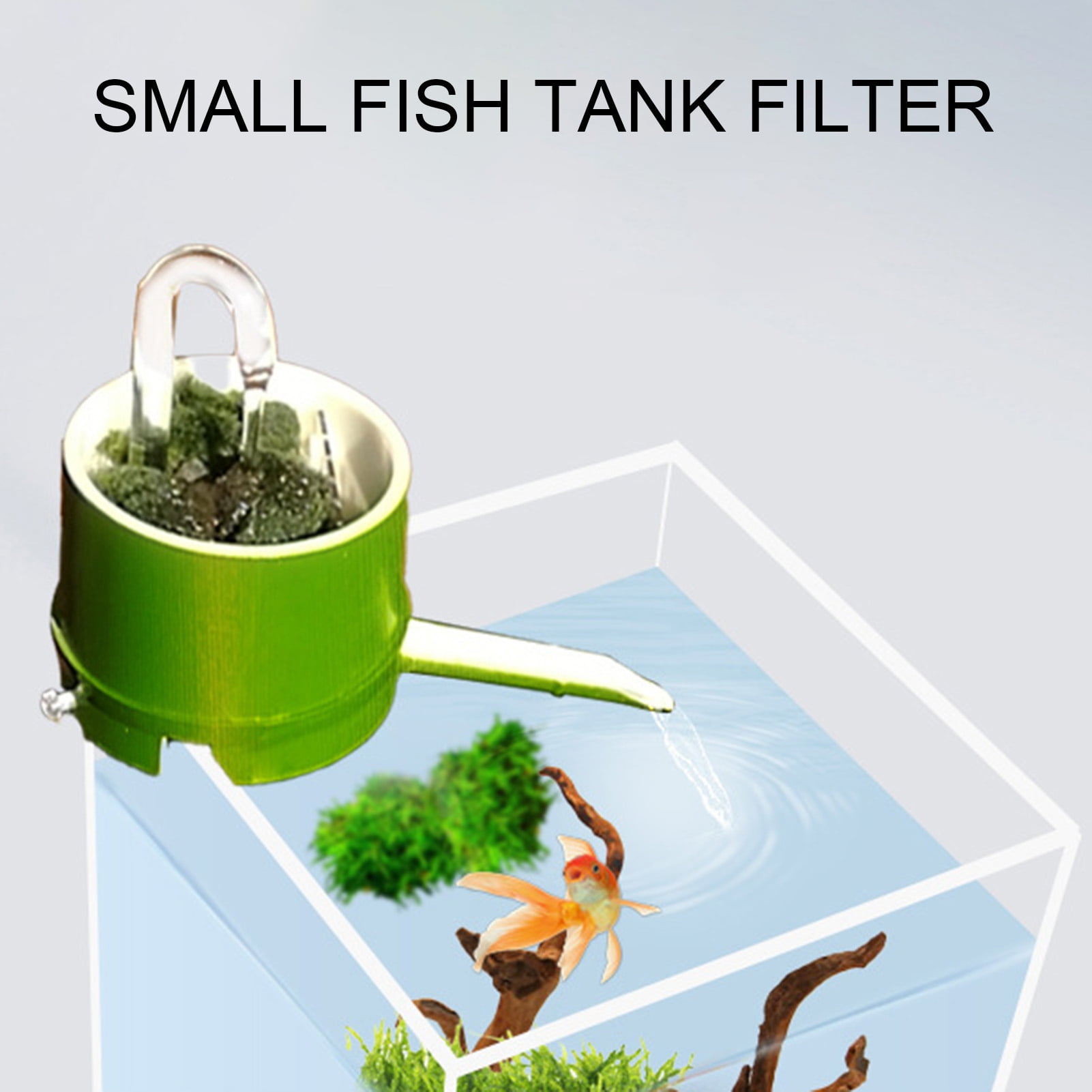 BigTiny 3 In 1 Aquarium Filter Box Bamboo Tube Type Filter Impurities ...