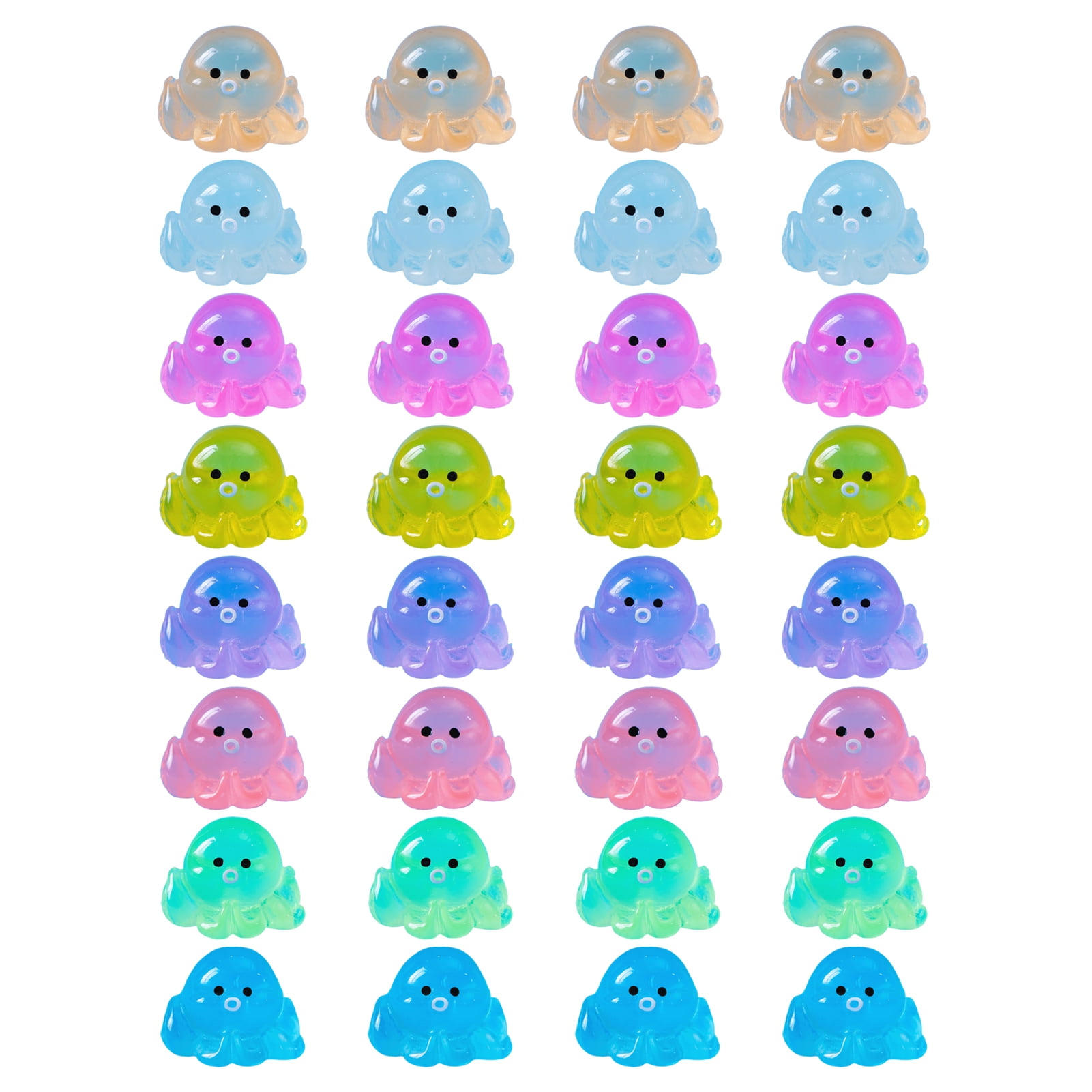BigTiny 32 Pcs Mini Octopus Figurines Glow in The Dark Resin Tiny ...