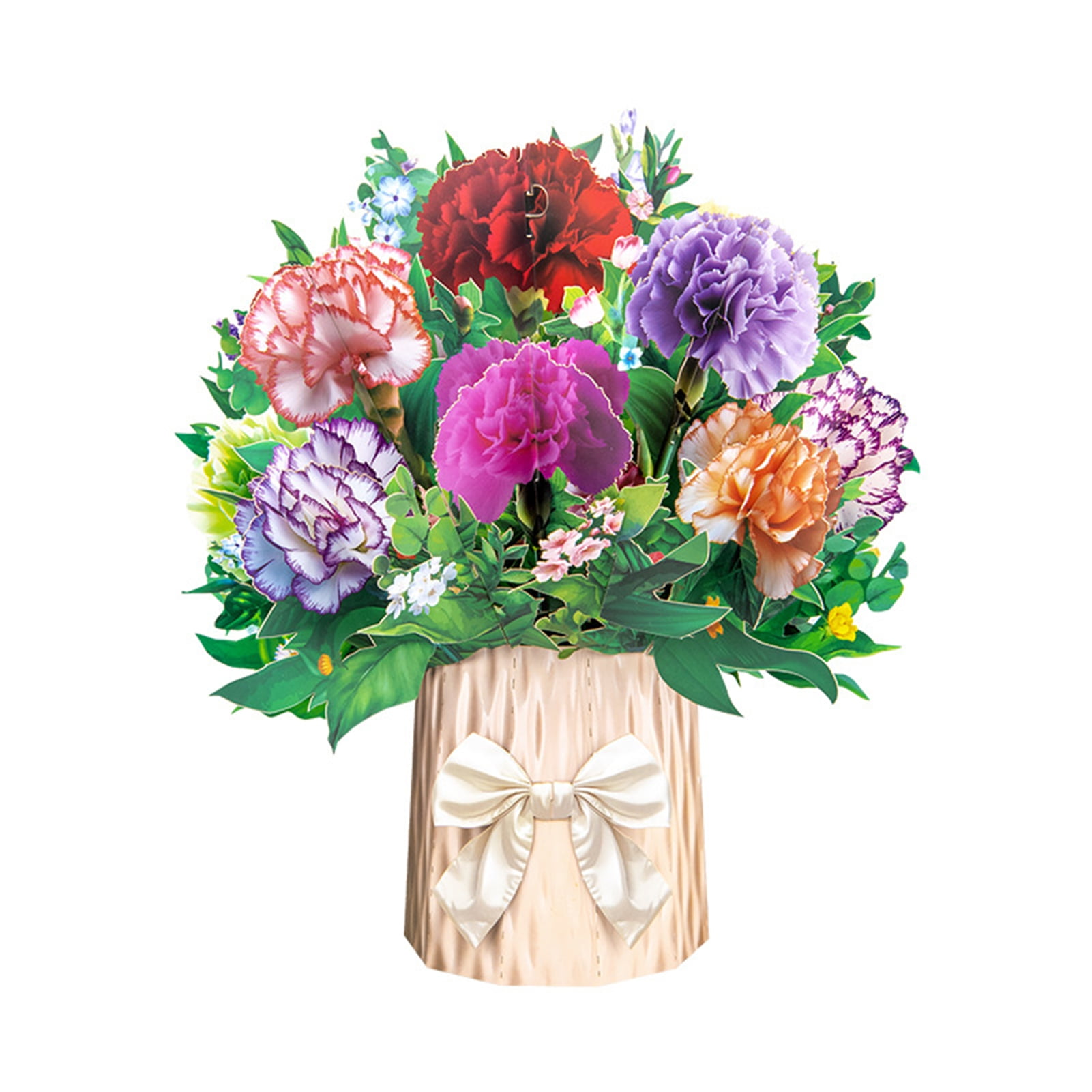 BigTiny 3D Pop Up Flower Bouquet Card Paper Flower Vase Greeting Cards ...