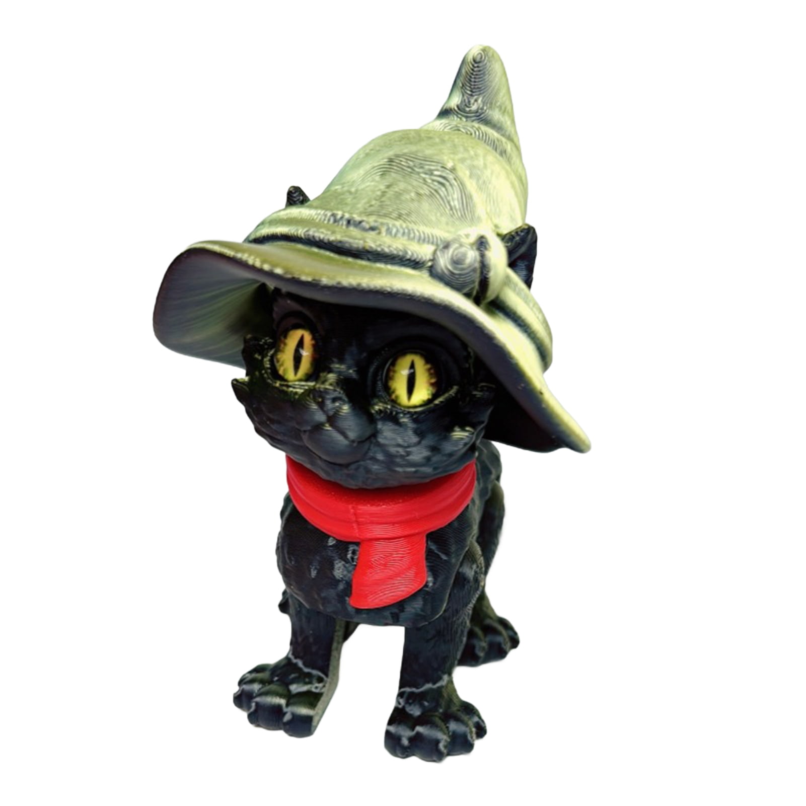 BigTiny 3D Printed Articulated Cat Wizard Hat Cat Ornament Wearing Red ...