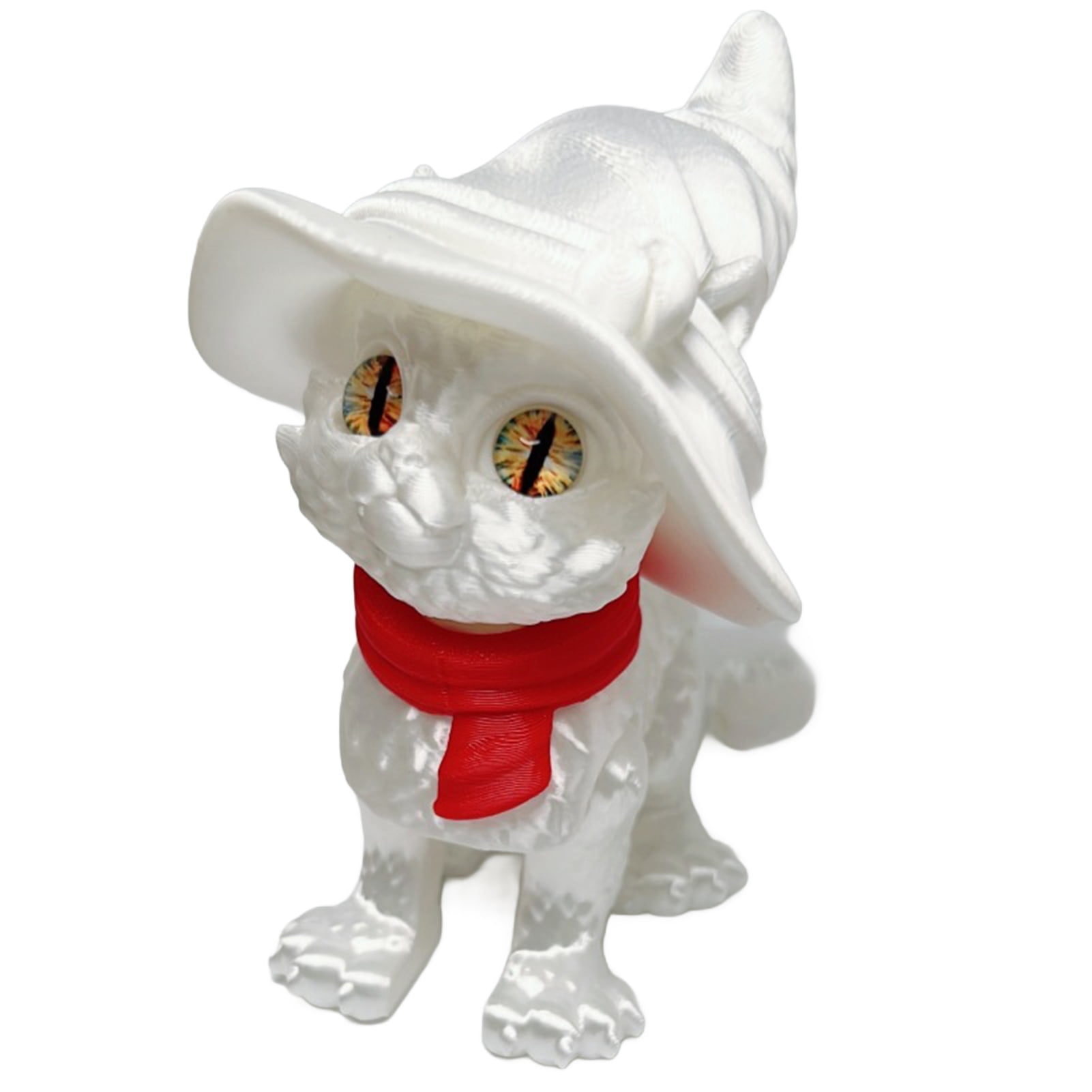 BigTiny 3D Printed Articulated Cat Wizard Hat Cat Ornament Wearing Red ...