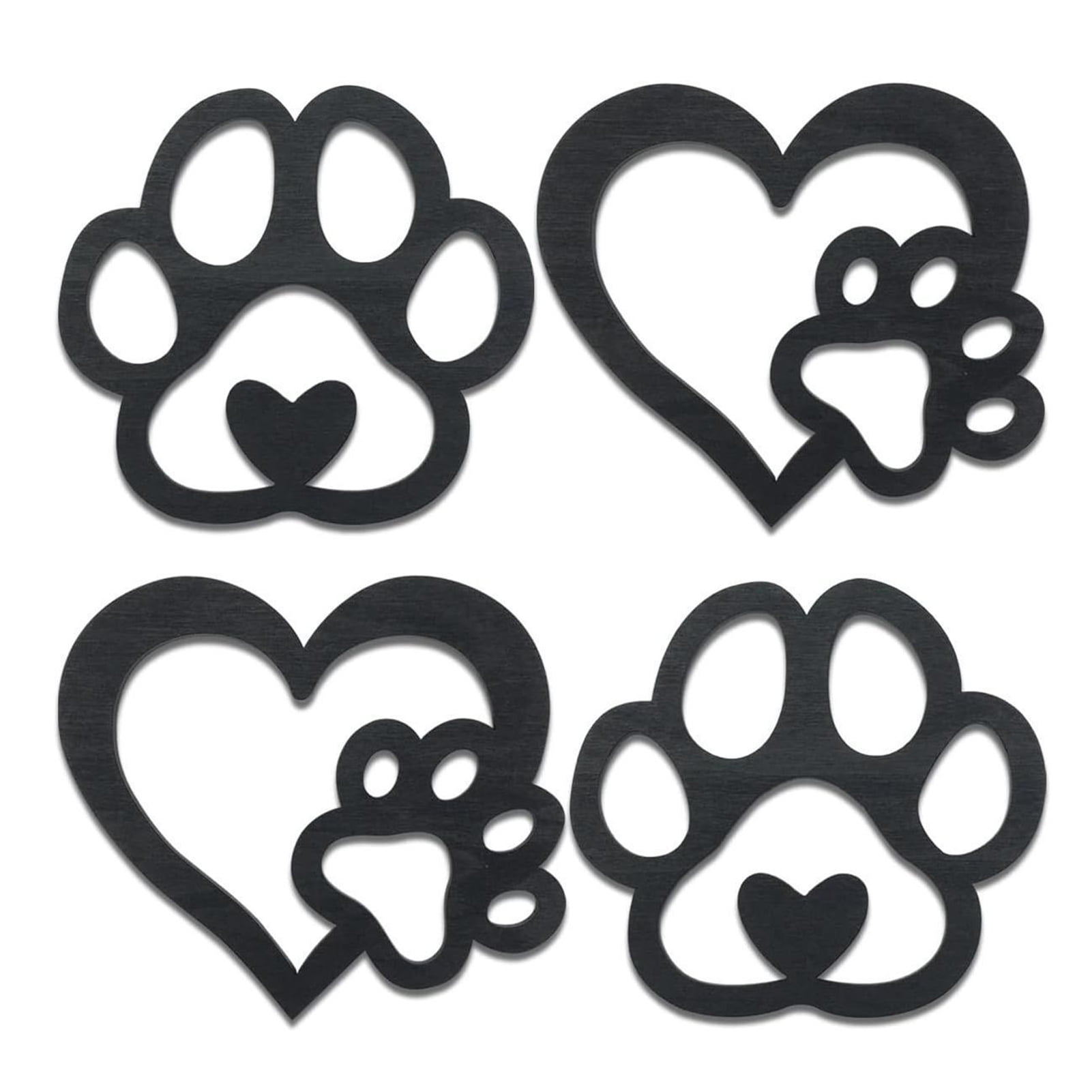 BigTiny 4 Pcs Dog Paw Print Decorations Wooden Pet Paw Prints Wall Art ...