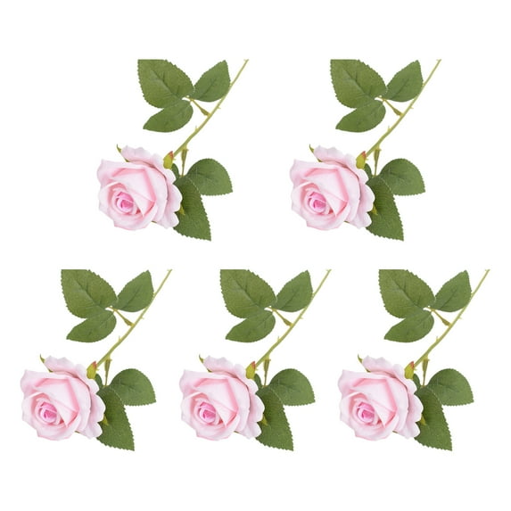 BigTiny 5 Pcs Artificial Red Roses Simulated Flowers with Bendable ...