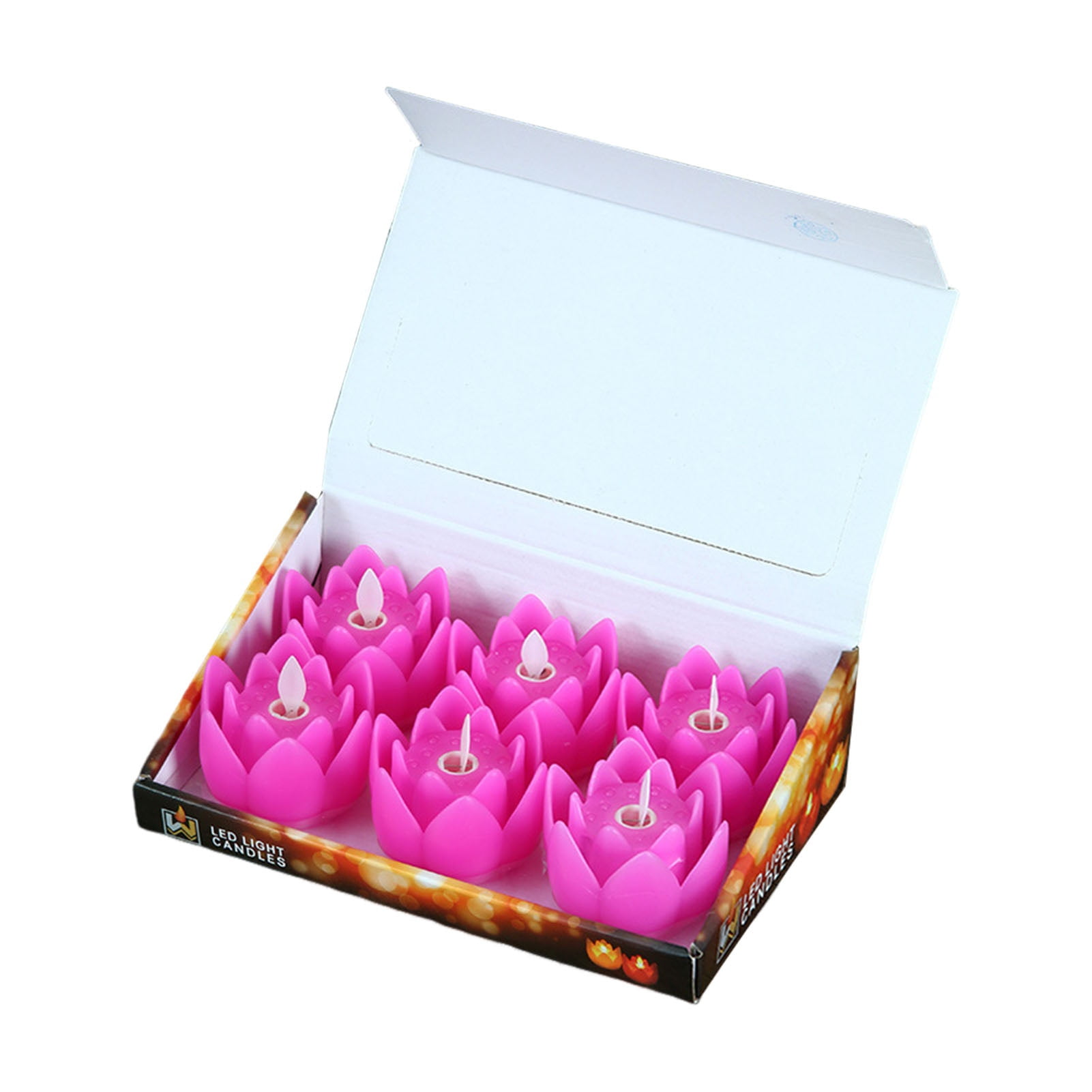 BigTiny 6 Pcs Diwali LED Lotus Candles Flameless Lotus Tea Light ...