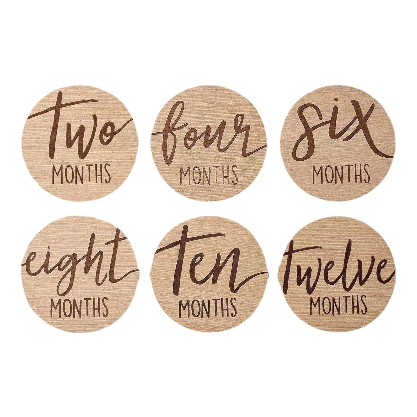 BigTiny 6Pcs Baby Monthly Milestone Marker Discs Wooden Milestone Cards ...