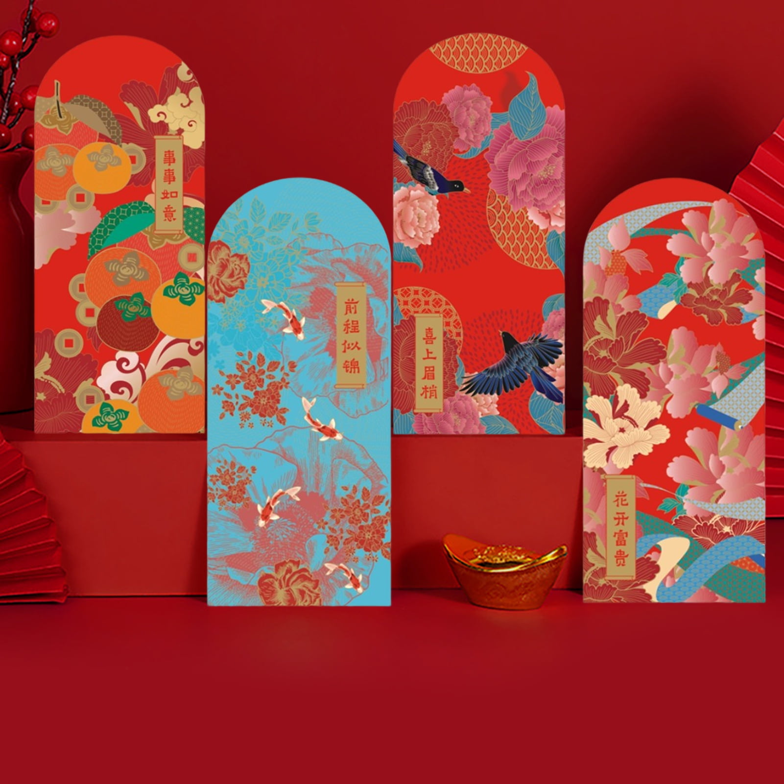 BigTiny 6Pcs Red Envelopes with Blessing Words Chinese Bunny 2023 Lunar ...