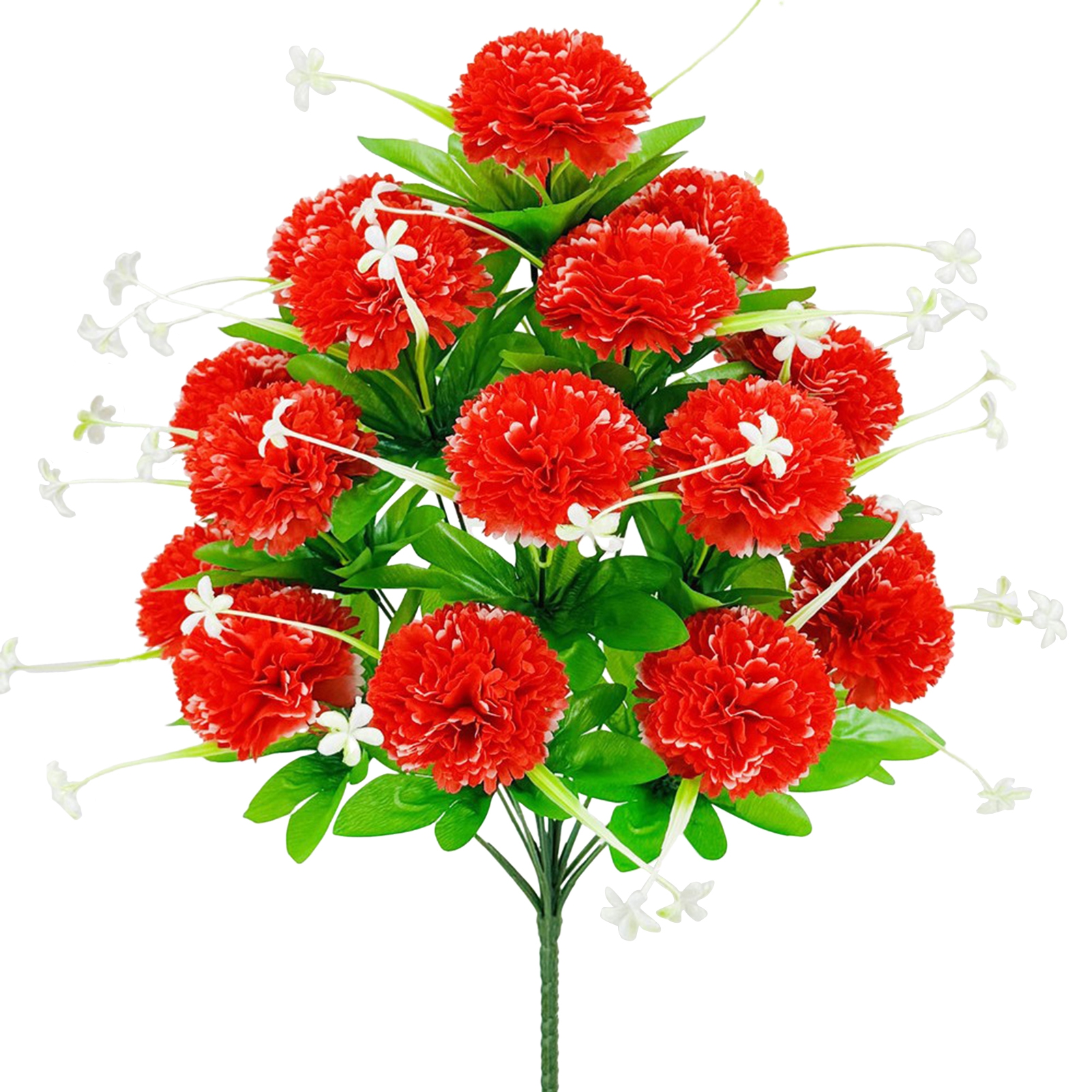 BigTiny Artificial Carnation Realistic 18 Head Fake Silk Flower UV ...