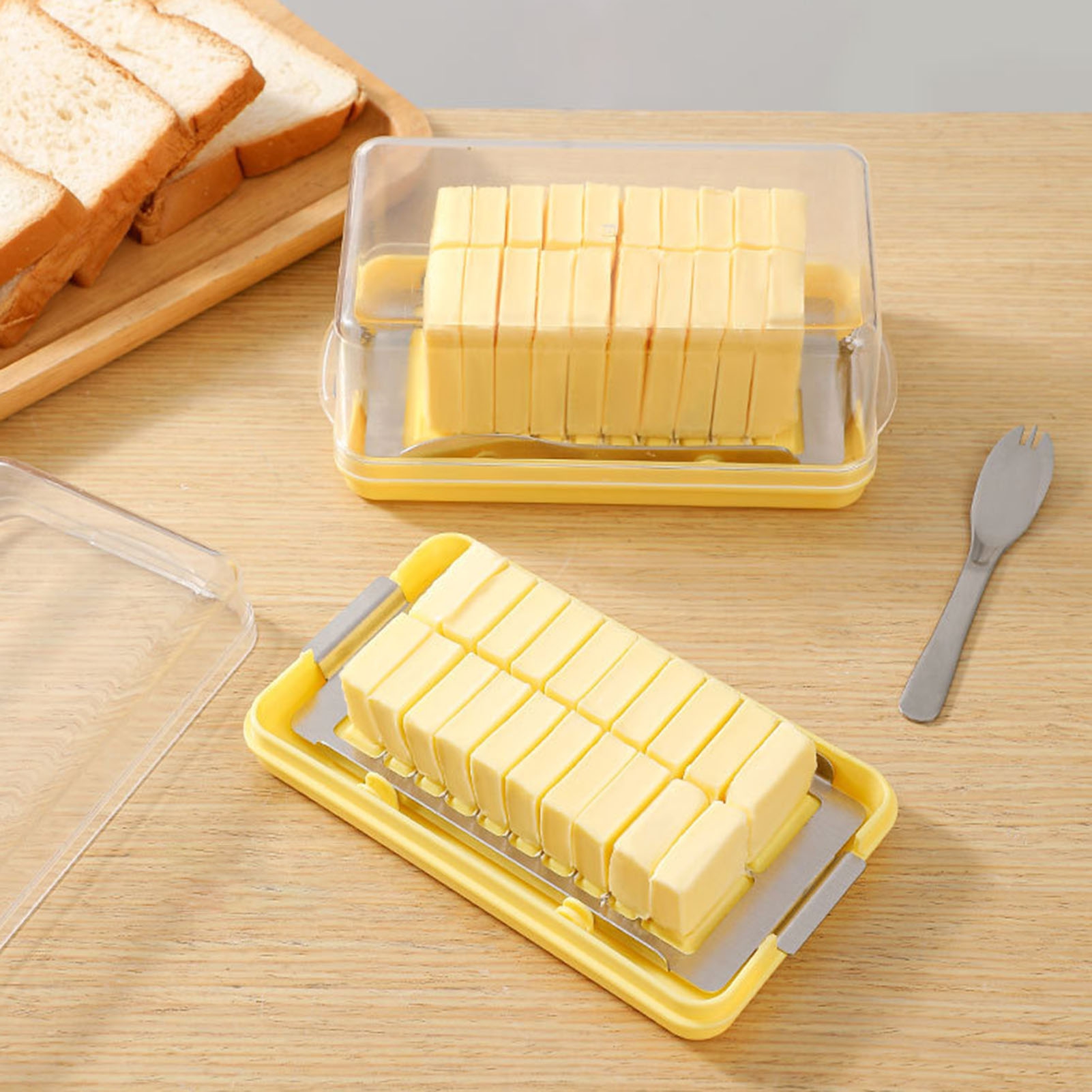 BigTiny Butter Slicer Box Plastic Butter Cutter Dish with Transparent ...
