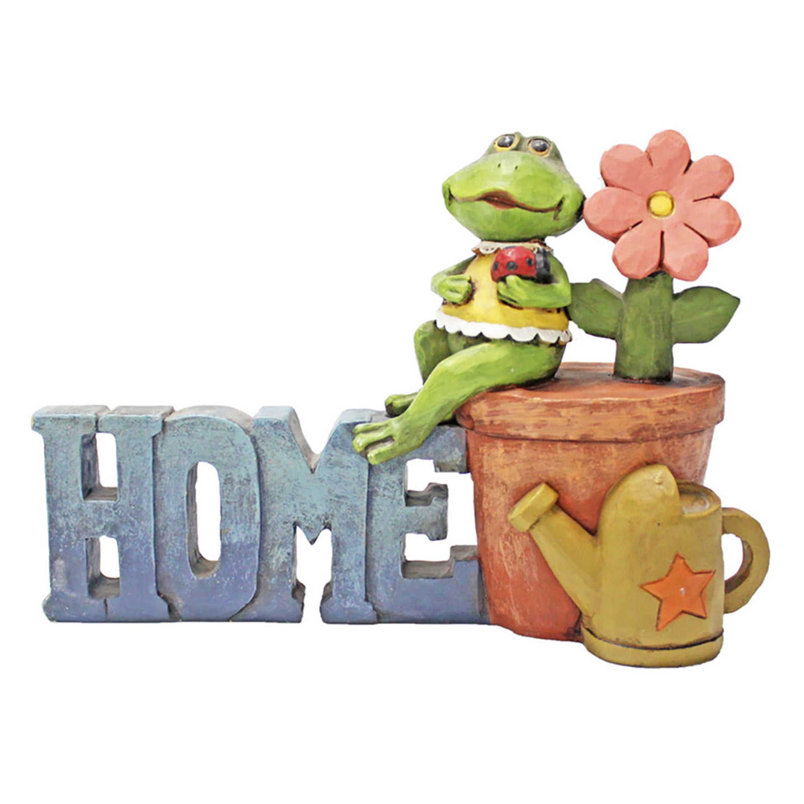 BigTiny Cartoon Fog Figurine Table Sign Resin Welcome Home Letter Frog ...