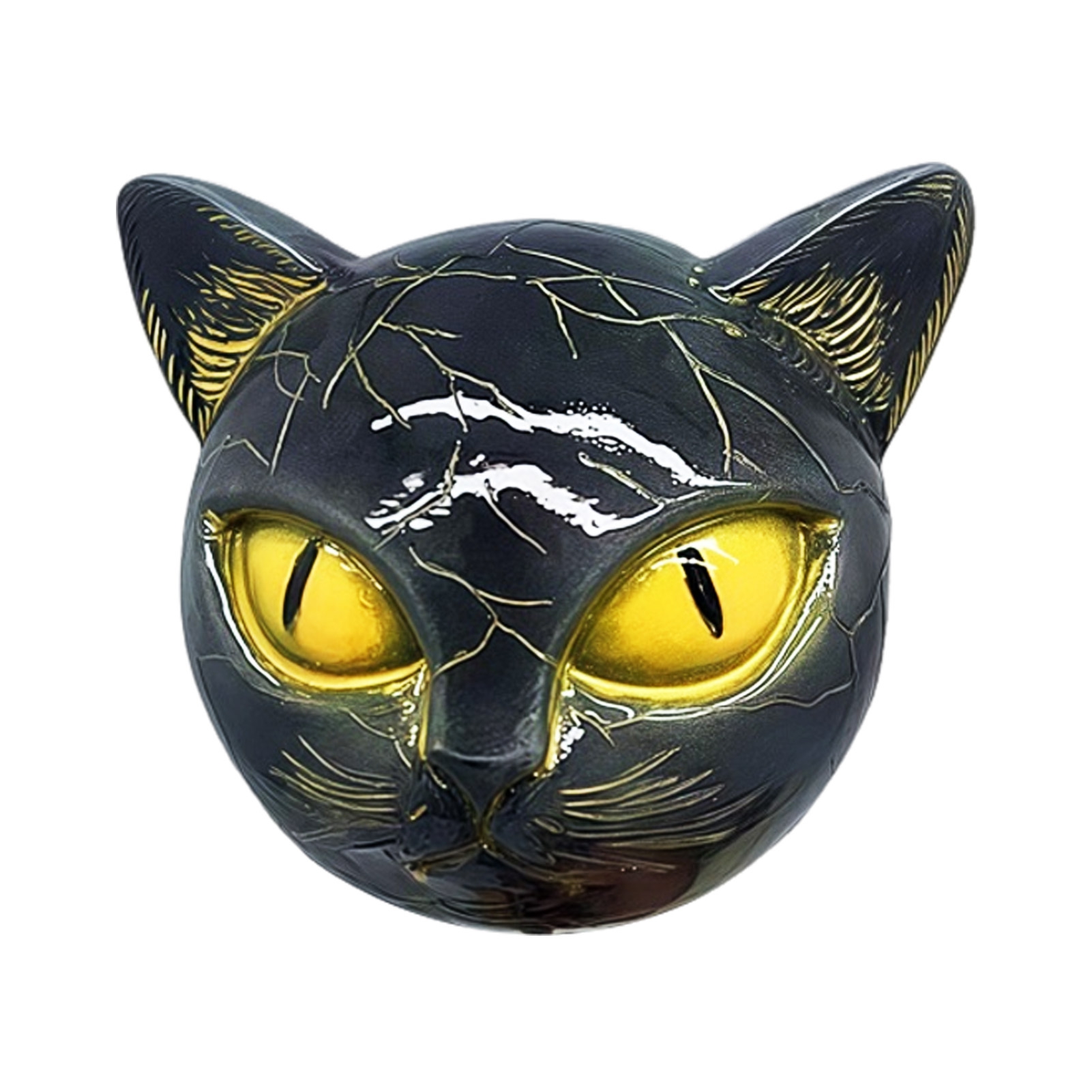 BigTiny Cat Head Figurine Black Cat Stone Hand-Carved Healing Stone ...