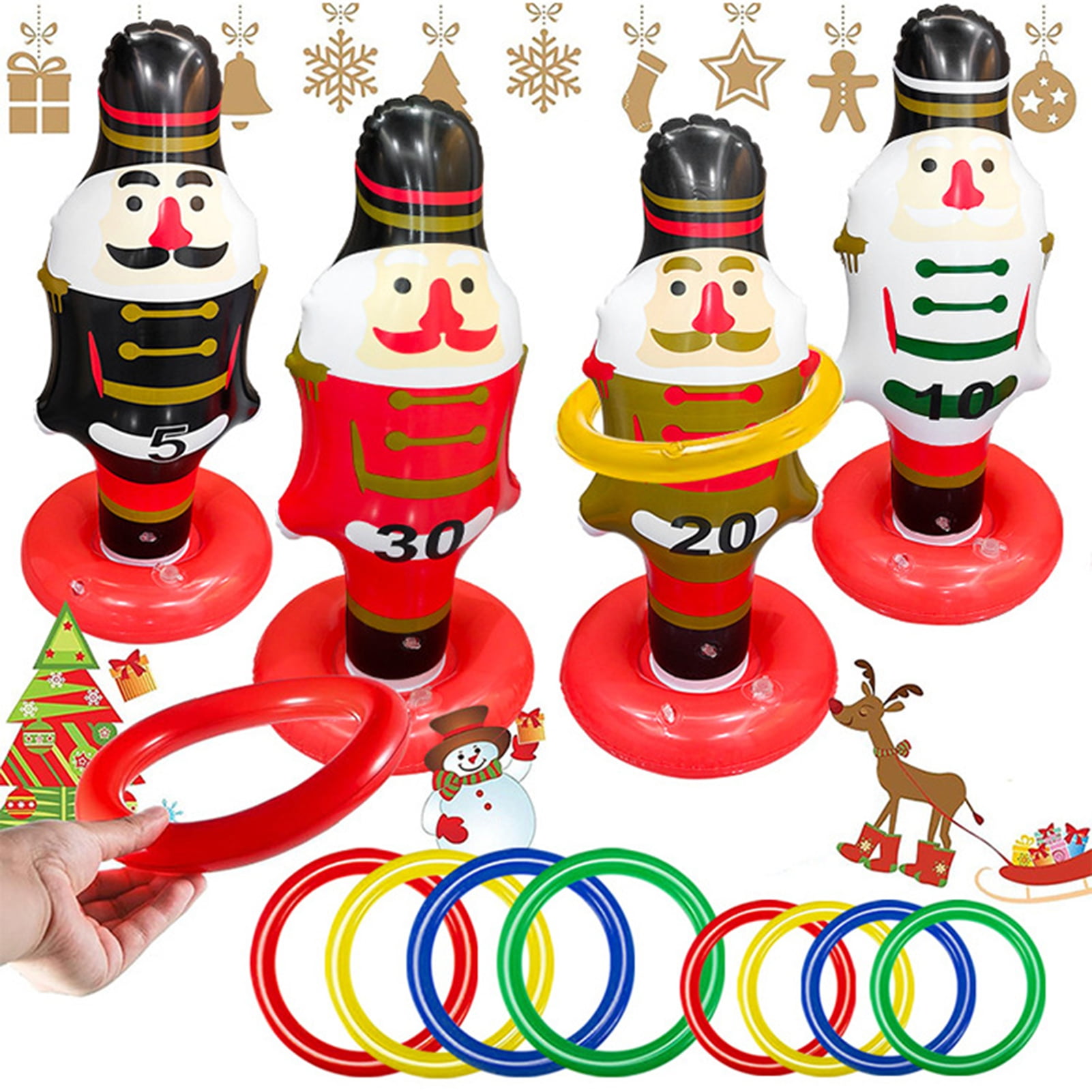 BigTiny Christmas Inflatable Ring Toss Game Santa Nutcracker Toy Set ...