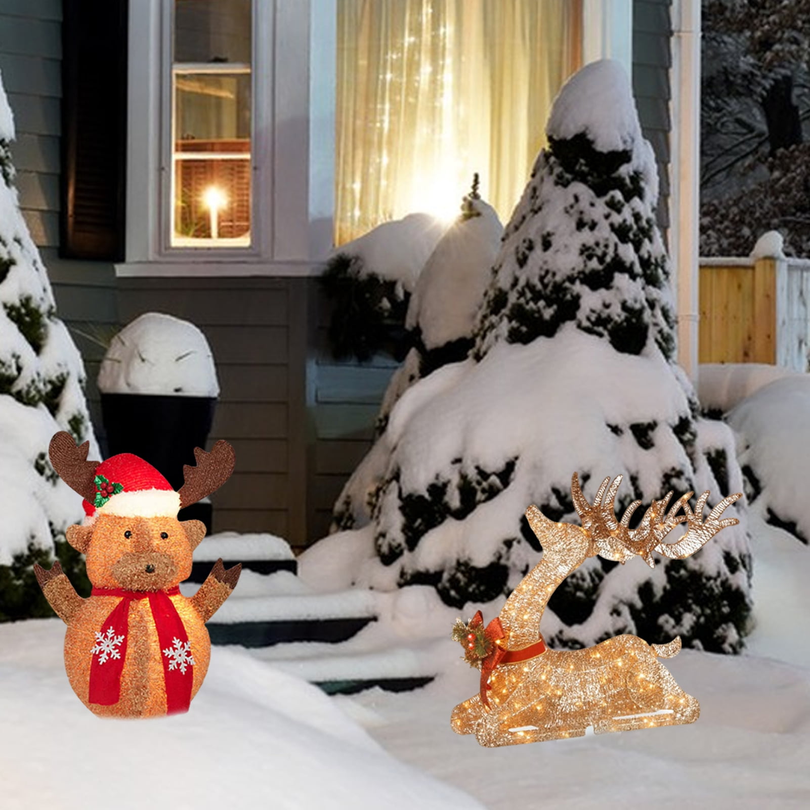 BigTiny Christmas Yard Sign Light-up Xmas Reindeer Acrylic Sign with ...