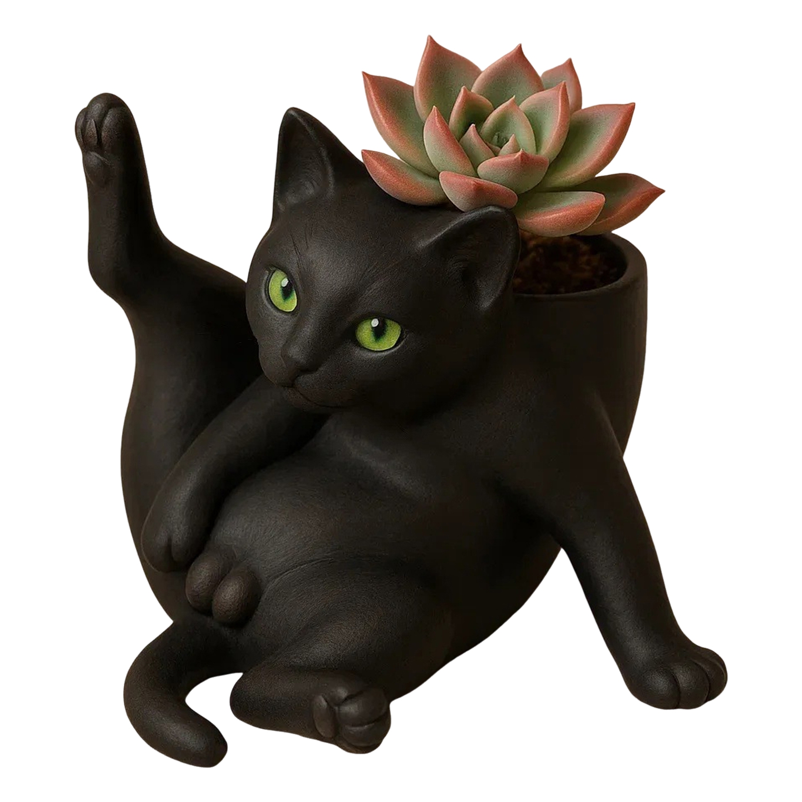 BigTiny Flower Pot Grooming Cat Shape Planter Pot Stress-Relief Mood ...