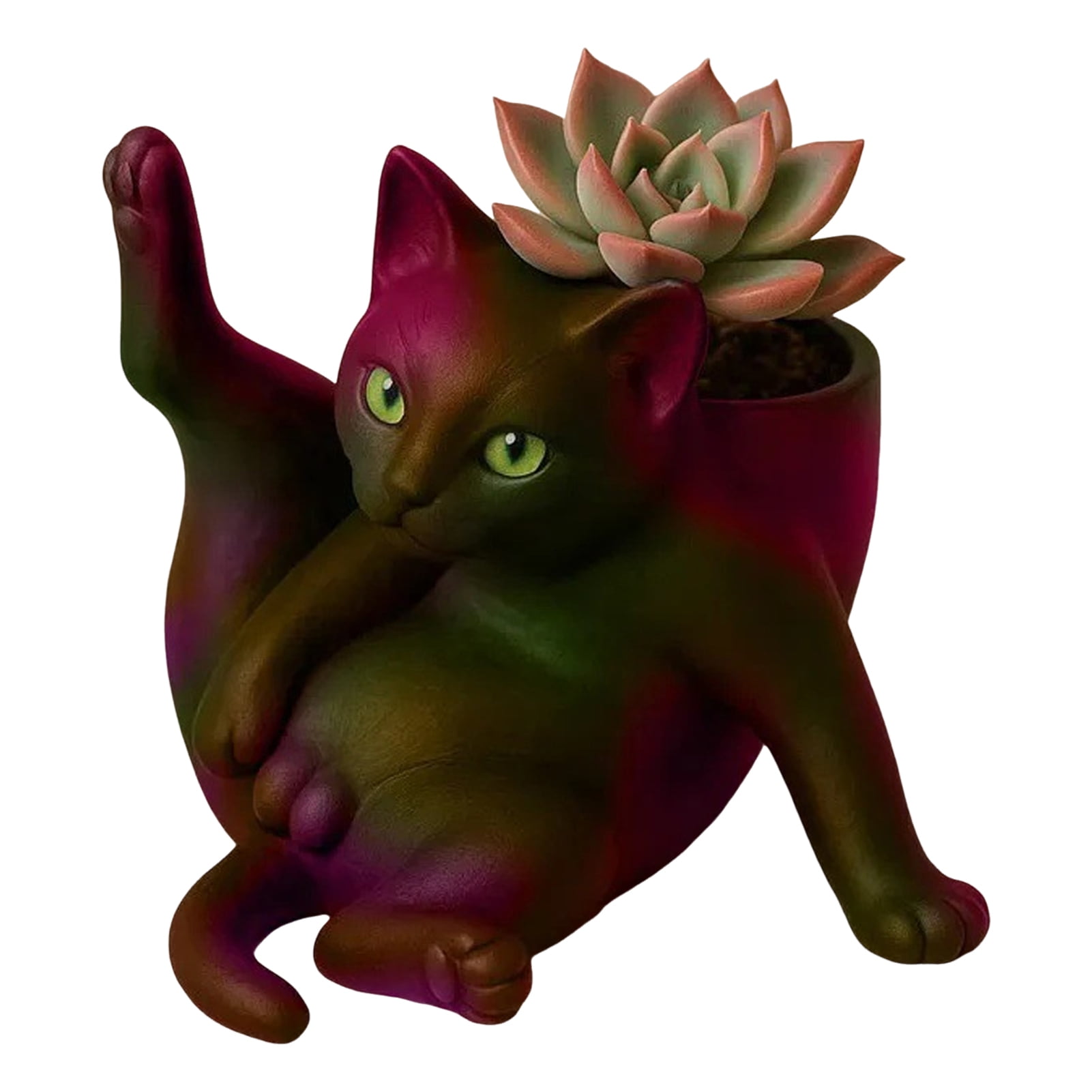 BigTiny Flower Pot Grooming Cat Shape Planter Pot Stress-Relief Mood ...