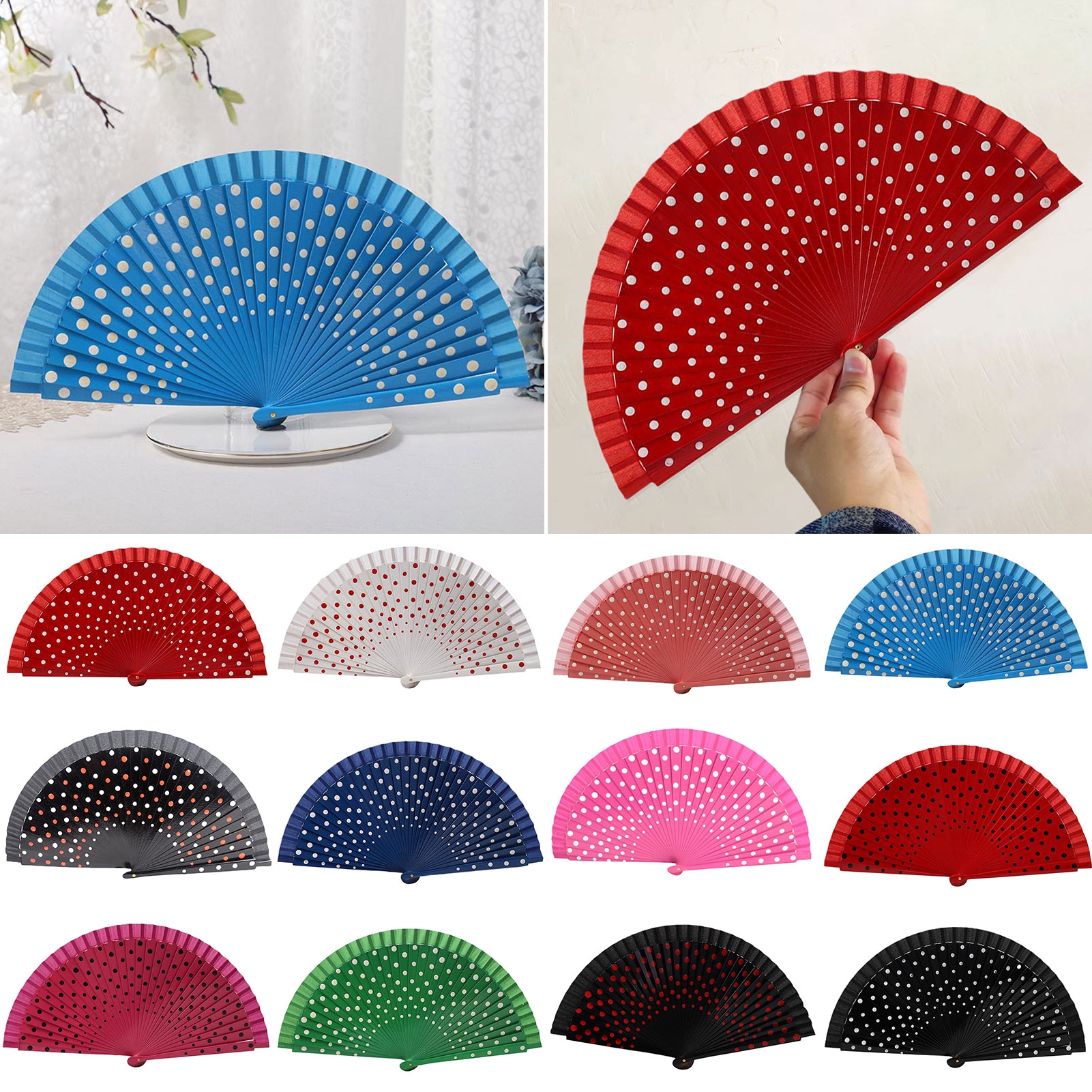 BigTiny Folding Fan Double-sided Beautiful Spain Style Hand-painted ...