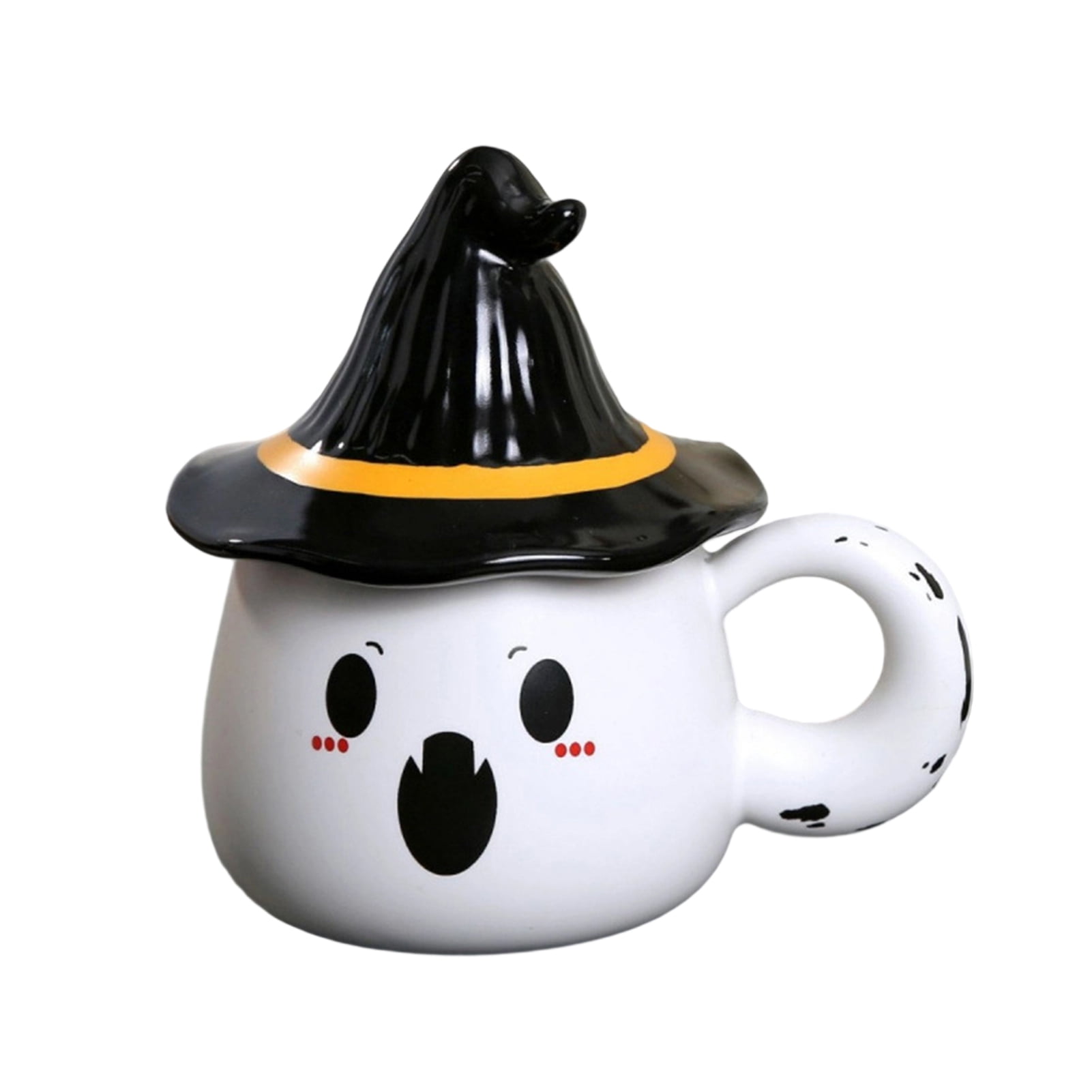 BigTiny Ghost Pattern Ceramic Cup with Elf Hat Lid Halloween Theme ...