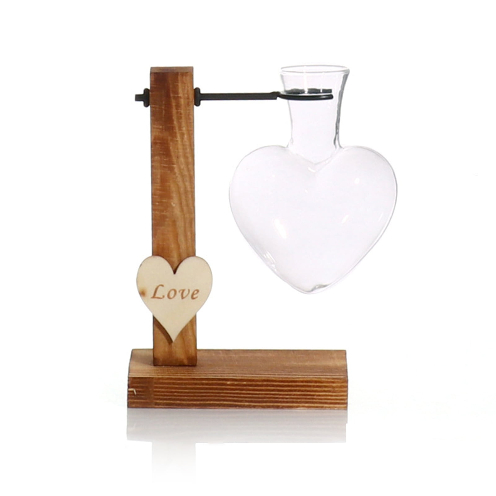 BigTiny Glass Plant Propagation Vase Love Bulb Vase with Wooden Frame ...