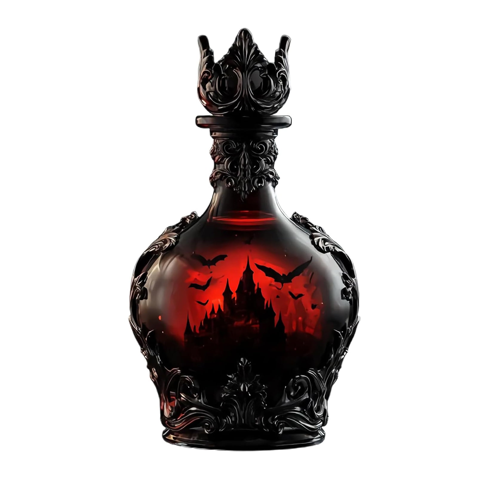 BigTiny Gothic Vampires Whiskey Decanter Glass Liquor Bottle with Bat ...