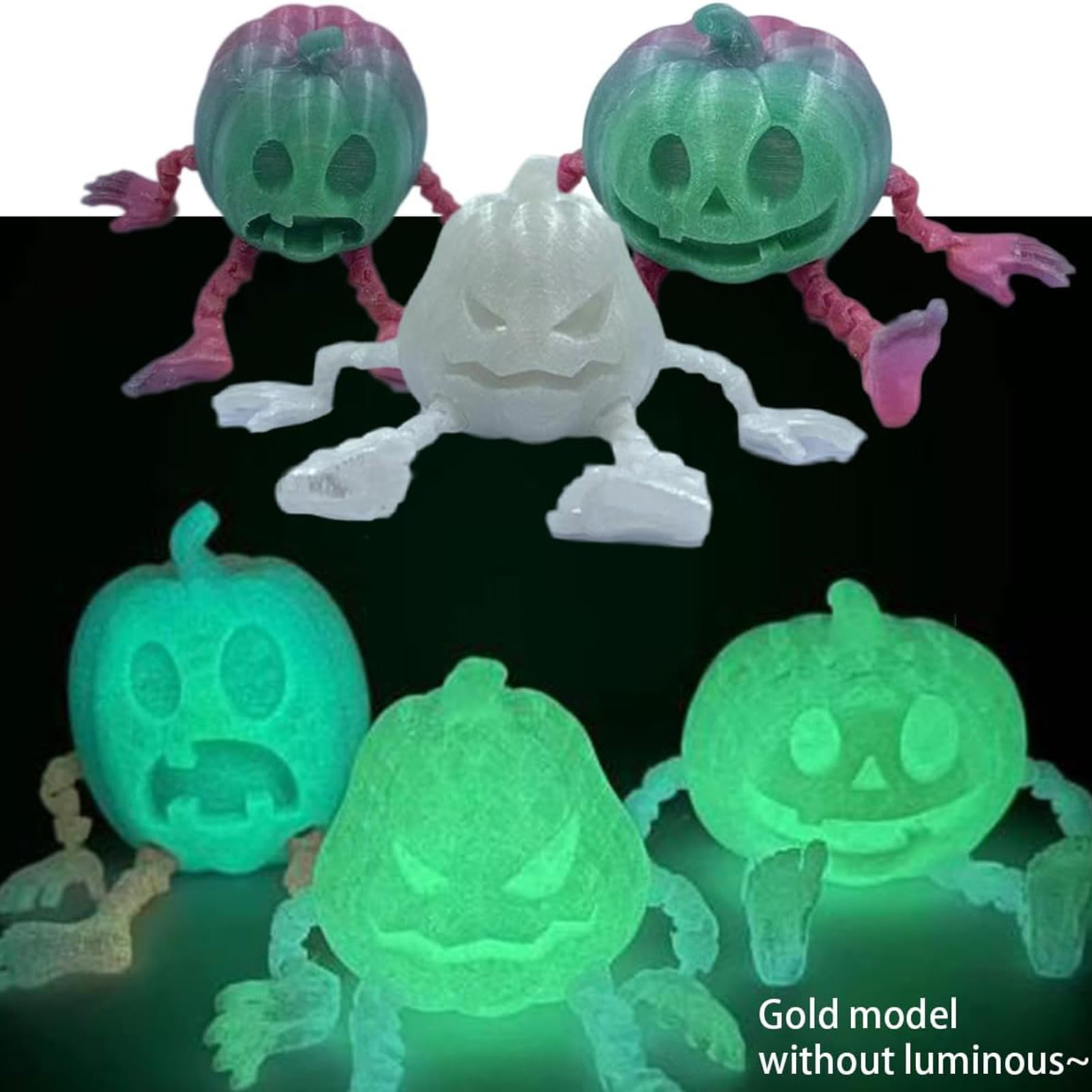 BigTiny Halloween 3D Printed Pumpkin Figurine Posable Pumpkin Fidget ...