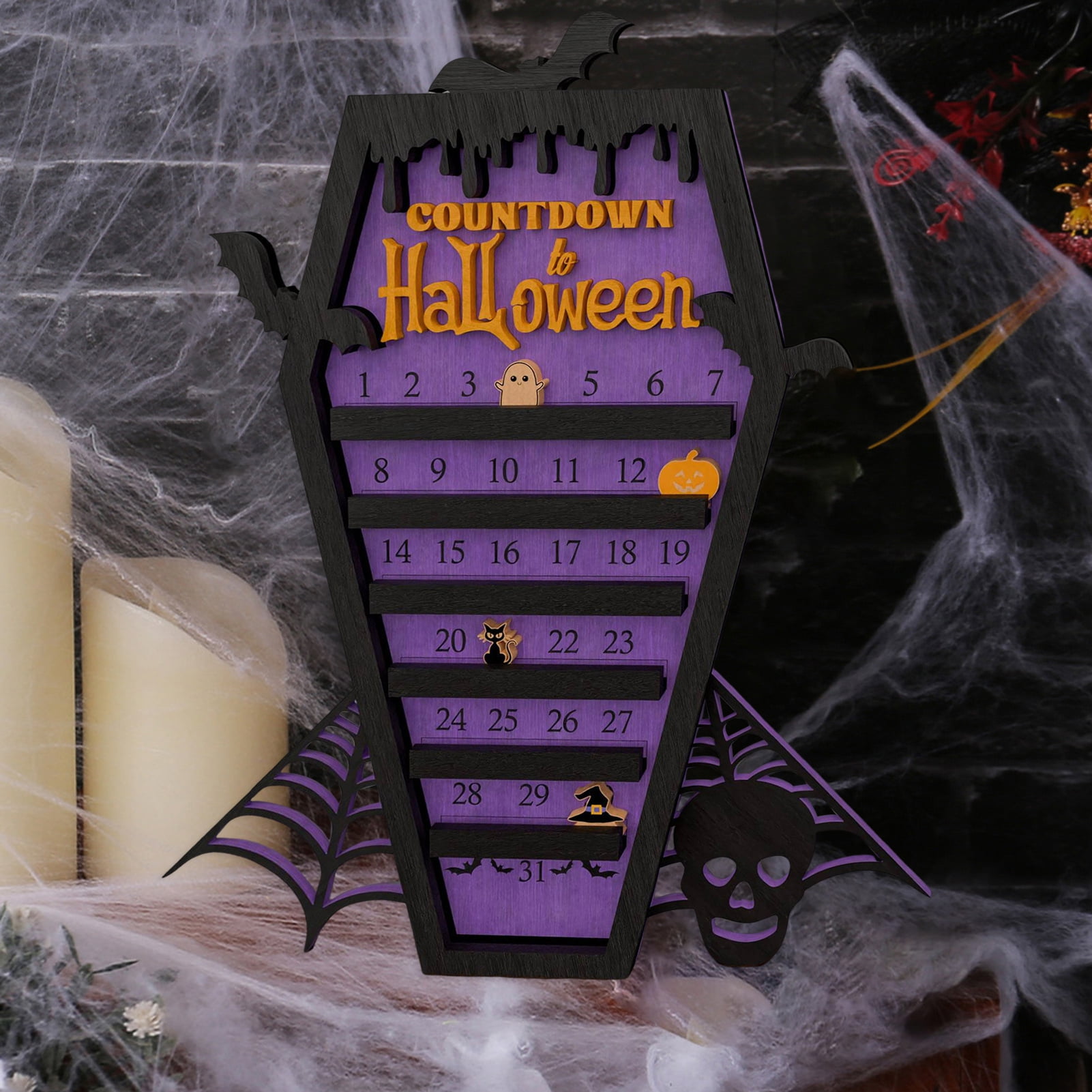 BigTiny Halloween Advent Calendar Wooden Casket Countdown Calendar with ...