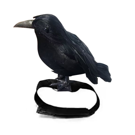 BigTiny Halloween Black Feathered Crow Lifesize Realistic Raven Prop ...