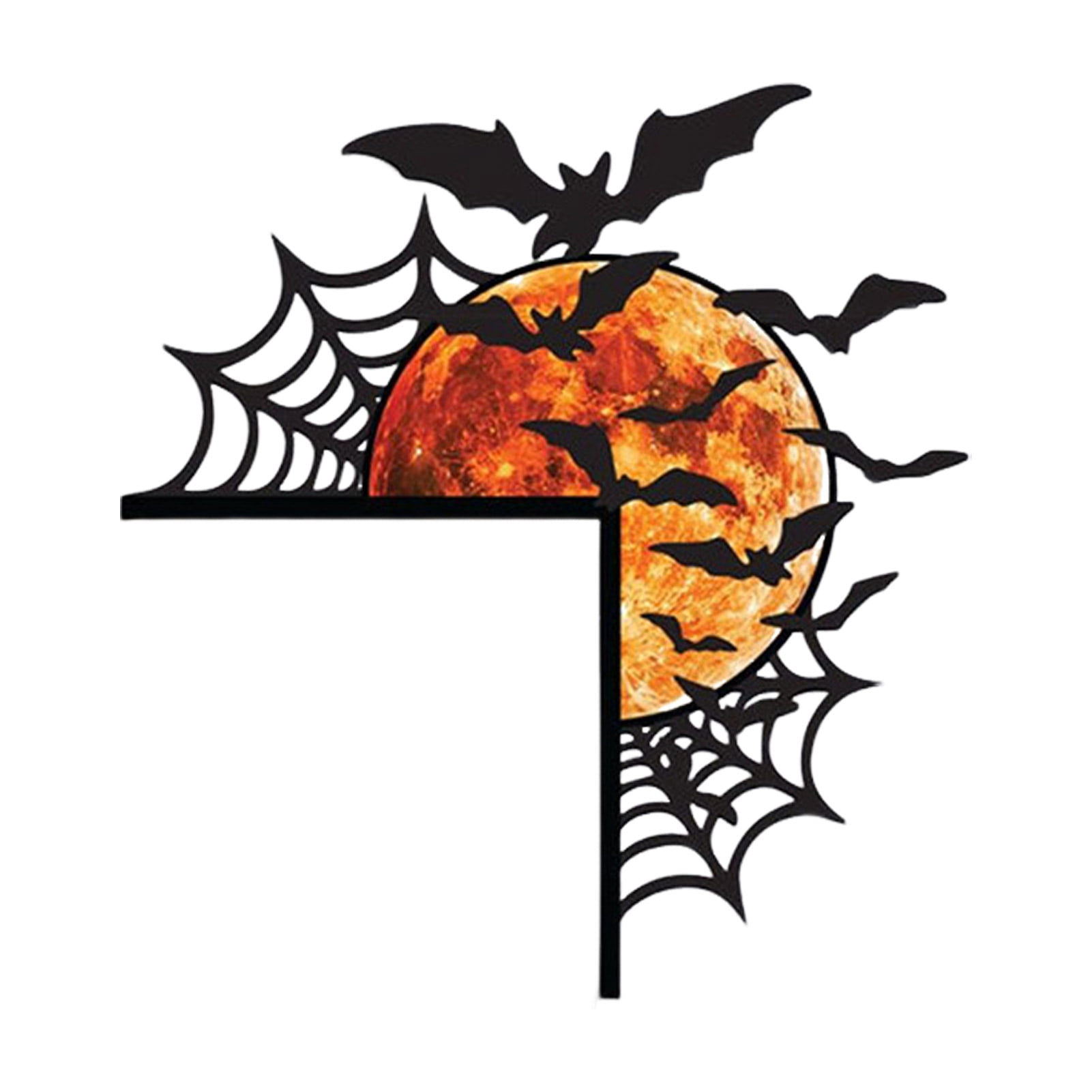 BigTiny Halloween Door Corner Sign Metal Witch Cat Bat Ghost Spider Web ...