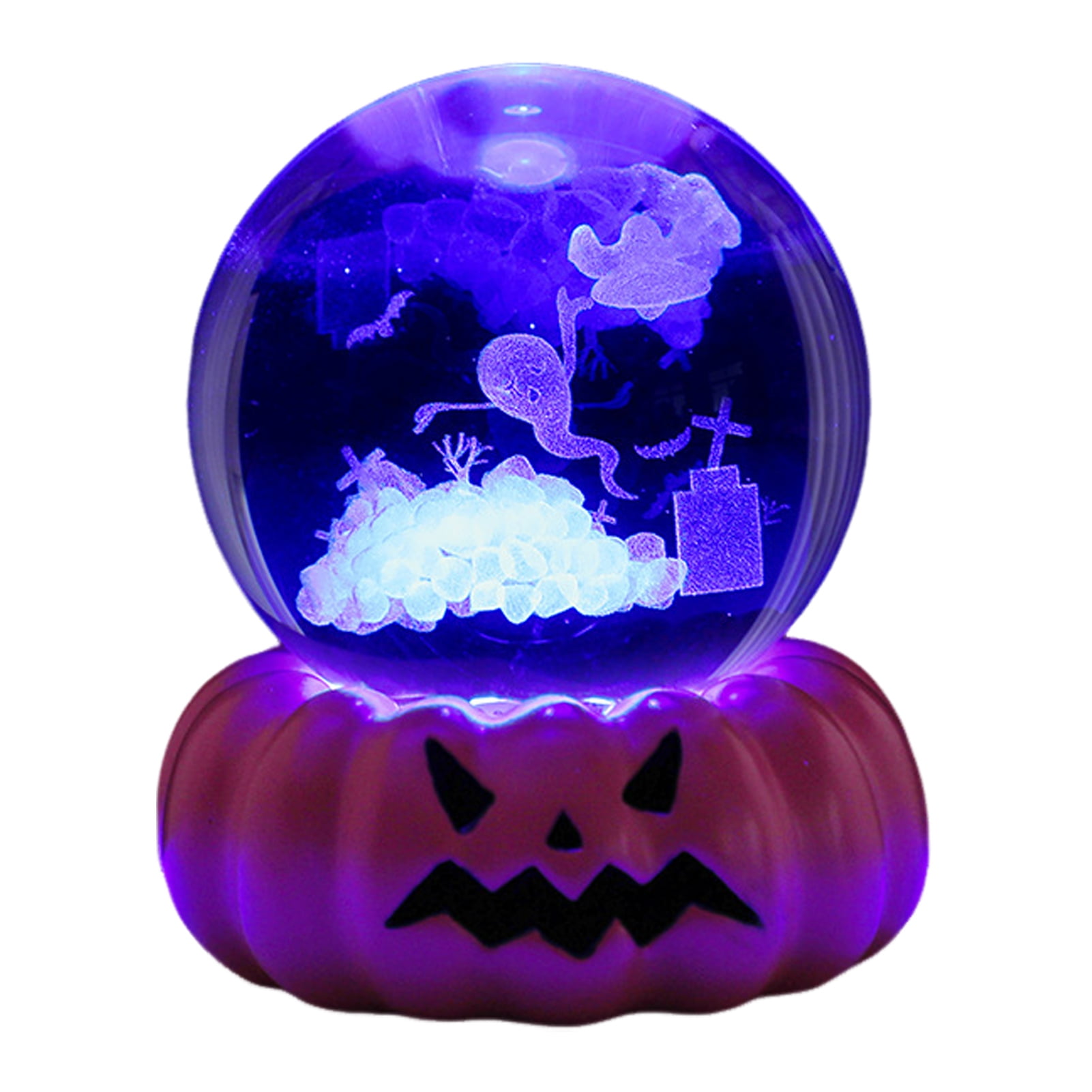 BigTiny Halloween Faux Crystal Ball Night Light 3D Pumpkin Skull Witch ...