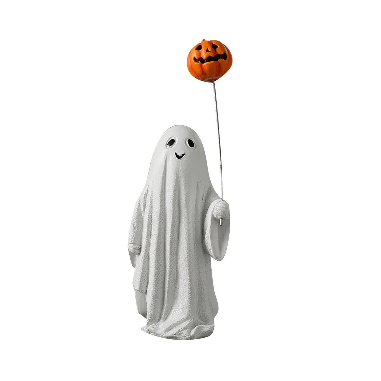 BigTiny Halloween Ghost Figurine White Ghost Holding Pumpkin Cat Spooky ...