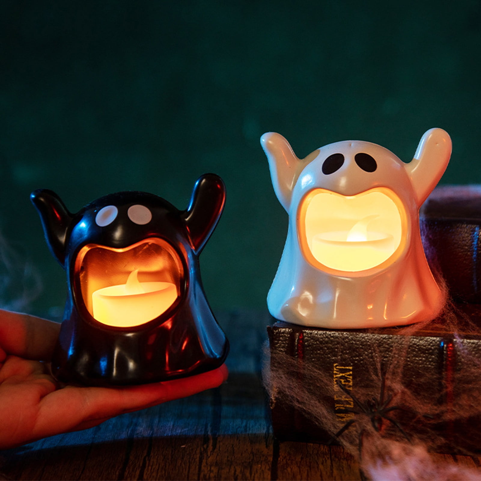 BigTiny Halloween Ghost Lamp Cute LED Candle Light Spooky Halloween ...