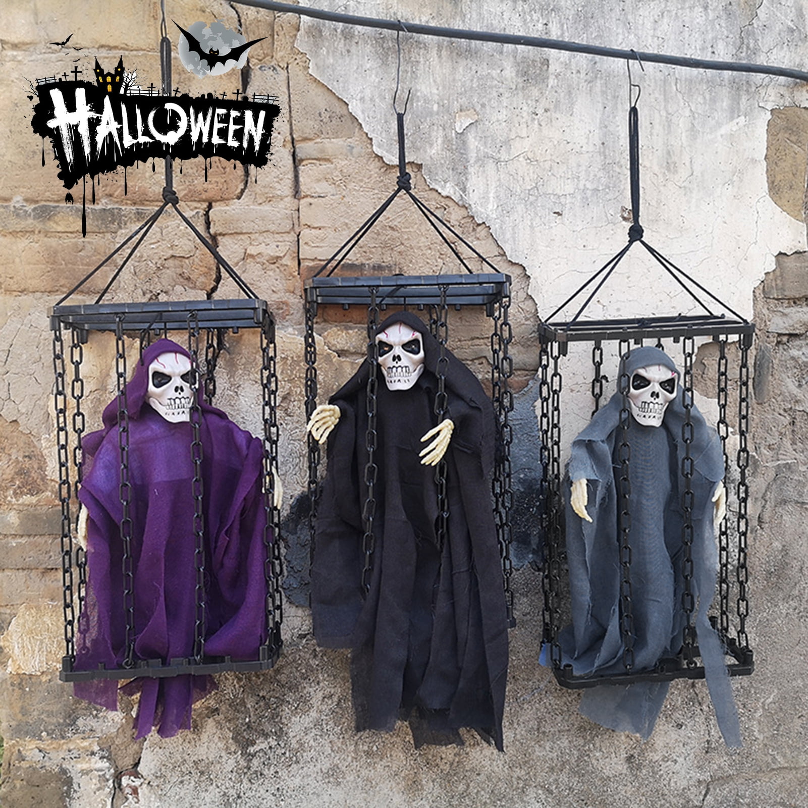 BigTiny Halloween Outdoor Decorations Prop Ghosts Skeleton Animated ...