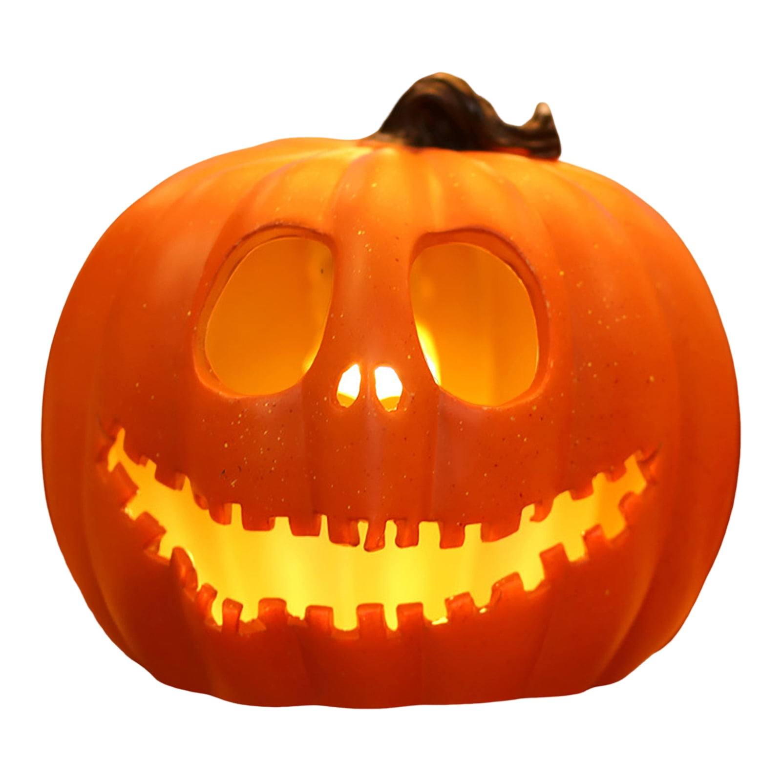 BigTiny Halloween Pumpkin Lamp Spooky Light Up Pumpkin Figurine Glowing ...
