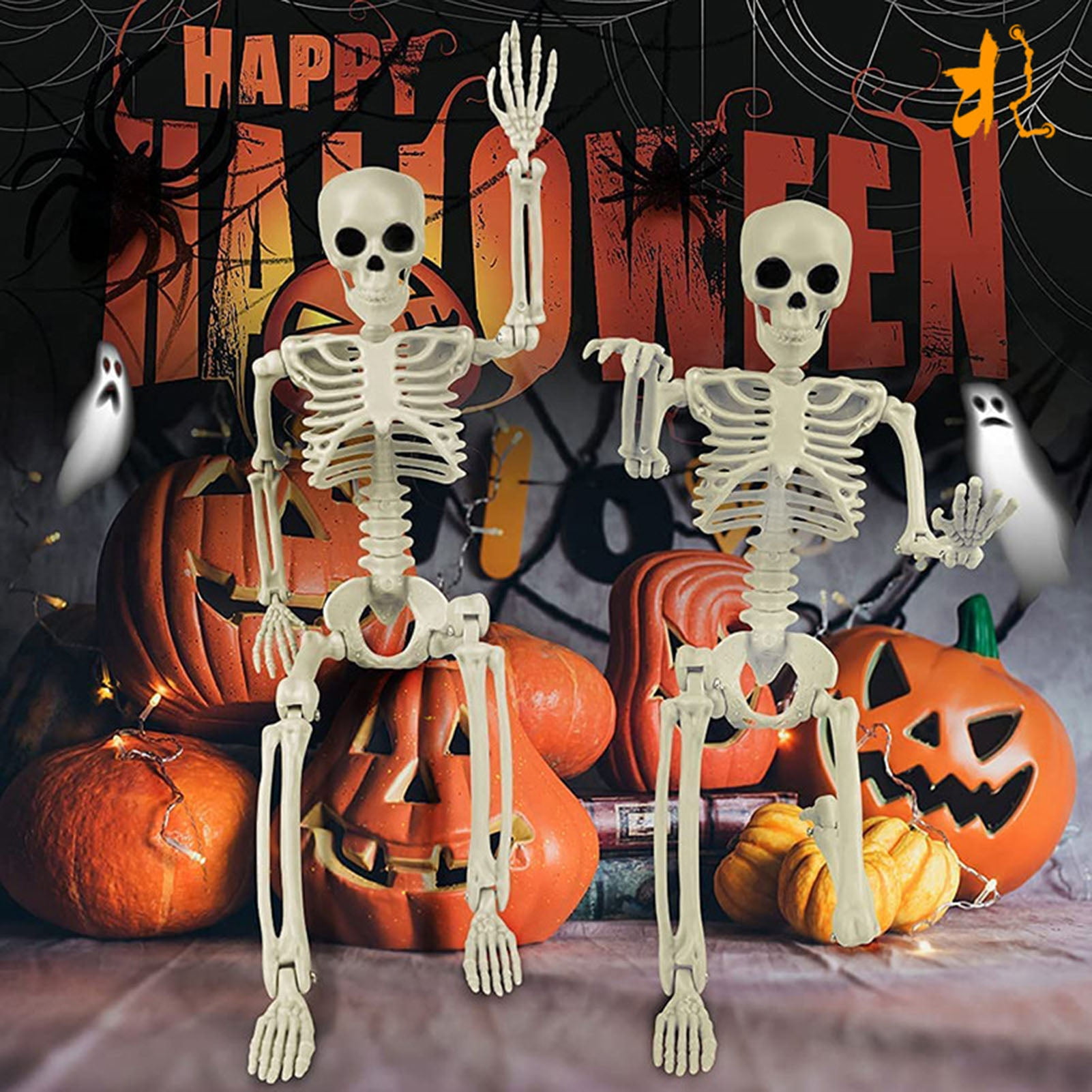 BigTiny Halloween Skeleton Figurine 5 Pack 16in Full Body Posable ...