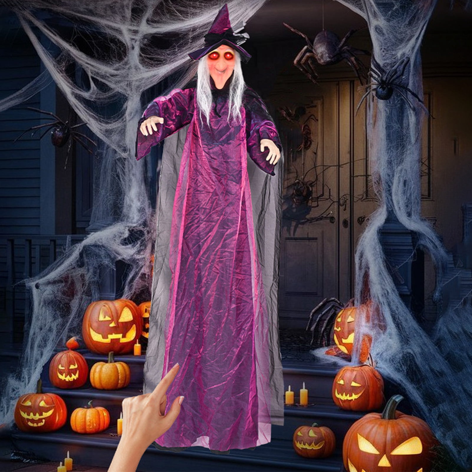 BigTiny Halloween Witch Decorations Outdoor Animated Hanging Witch with ...
