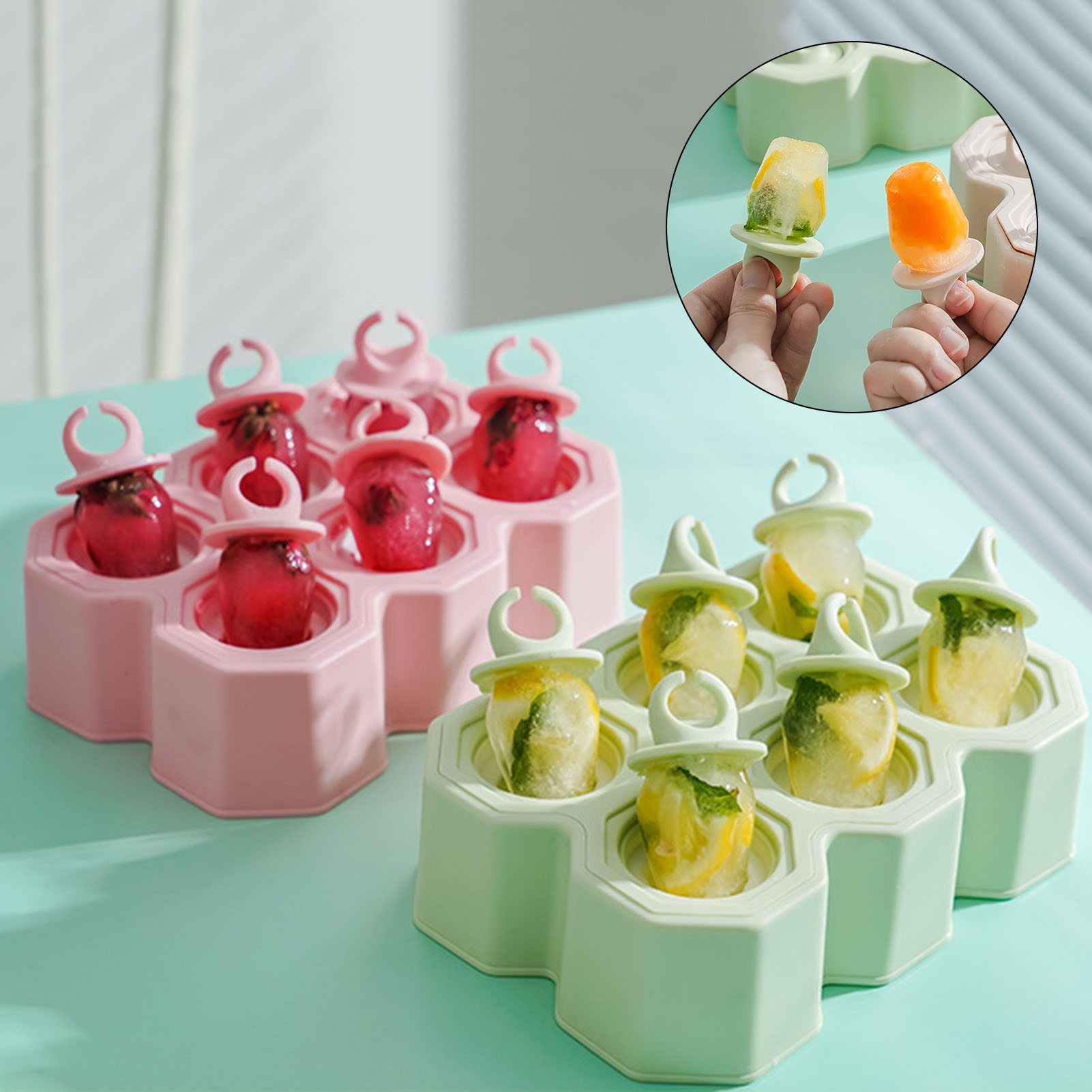 BigTiny Ice Cream Mold Reusable Food Grade 6 Grids Non-Stick with ...