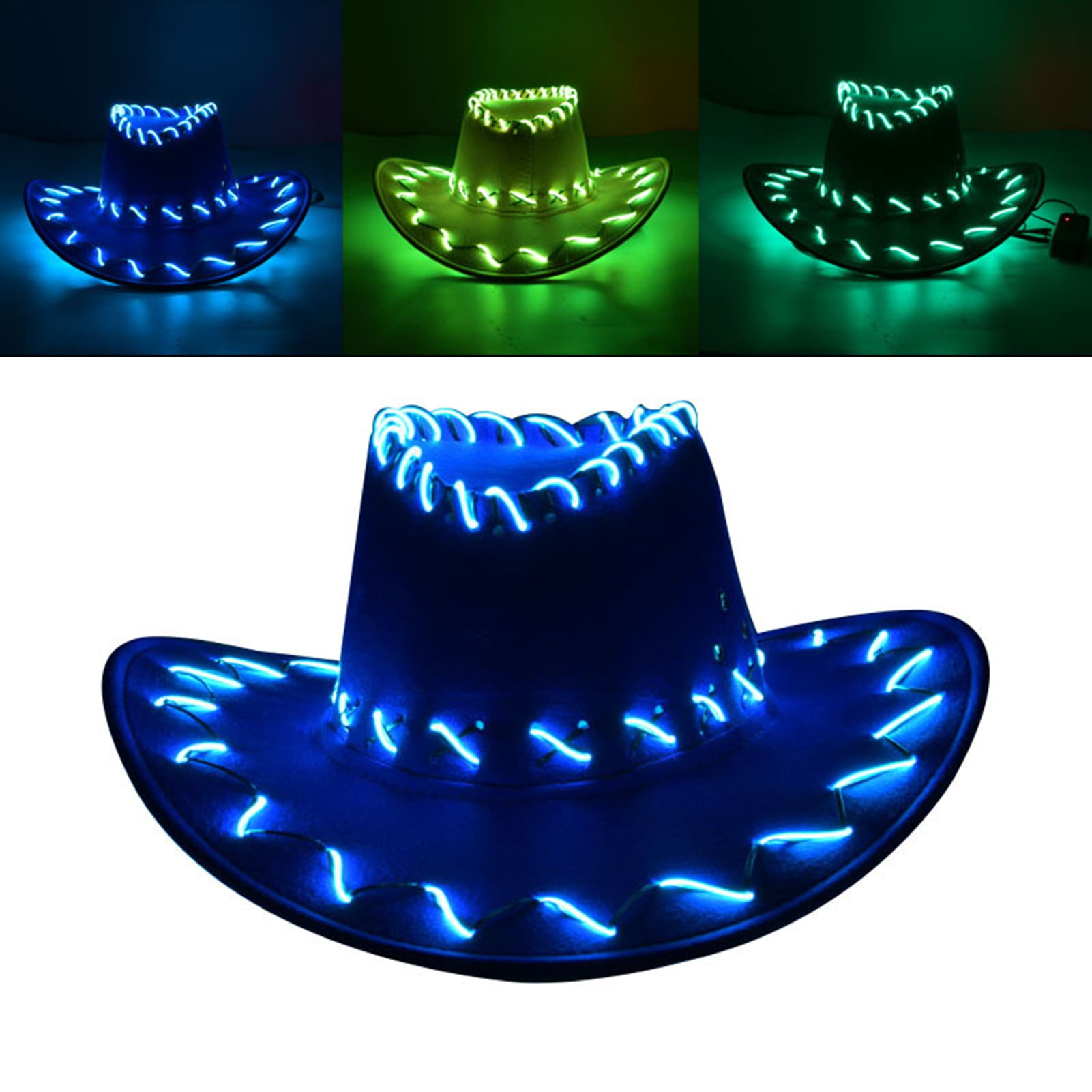 BigTiny LED Cowboy Hat with Controller Retro Western Style Luminous ...