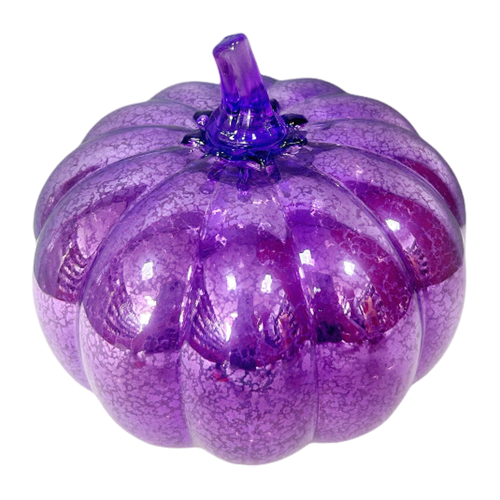 BigTiny LED Glass Pumpkin Lantern with Smart Timer 10 Warm LEDs Battery ...