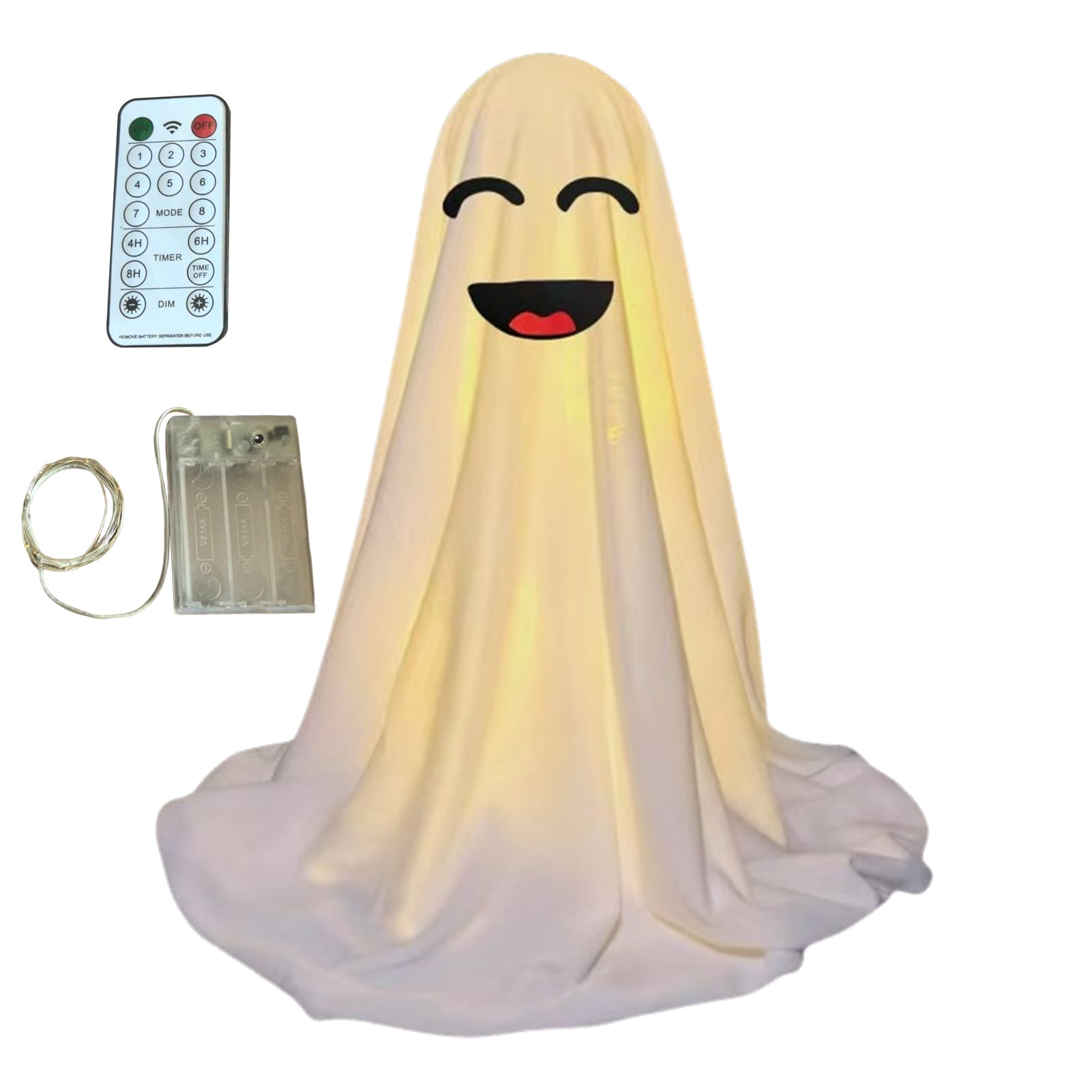 BigTiny LED Light-up Ghost Figurine Halloween Indoor White Cloth Ghost ...