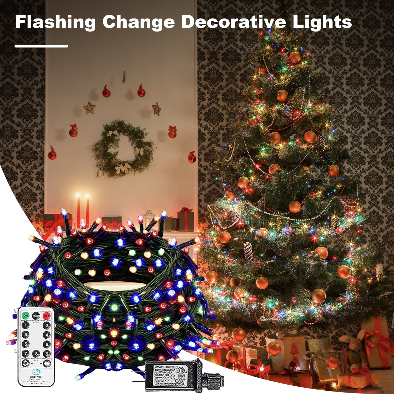 BigTiny LED String Light Decoration 8 Modes Flashing Tree Light with ...