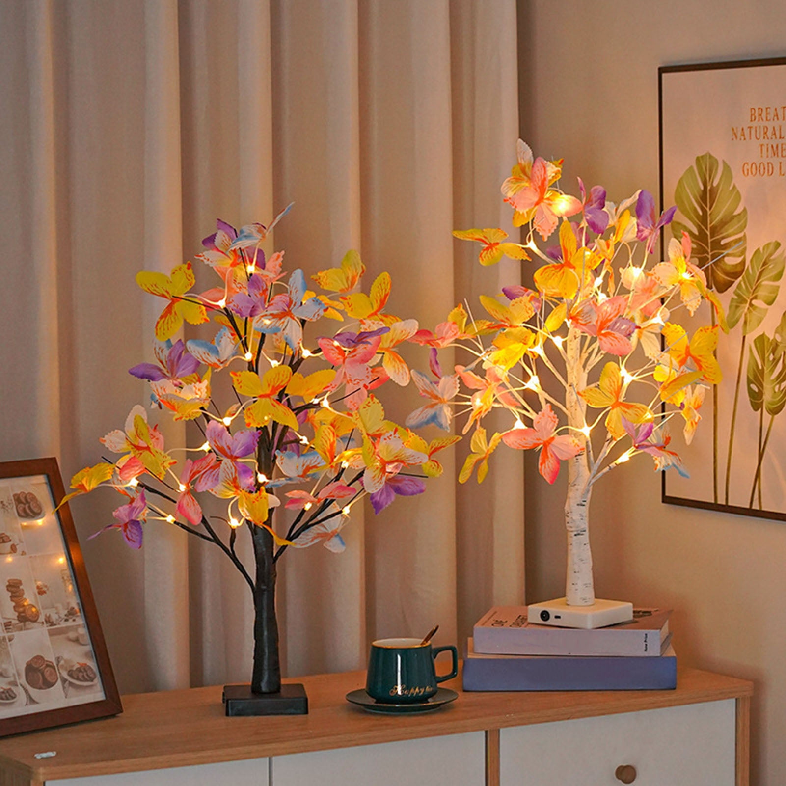 BigTiny Lighted Artificial Birch Tree Butterfly LED Lamp with DIY ...