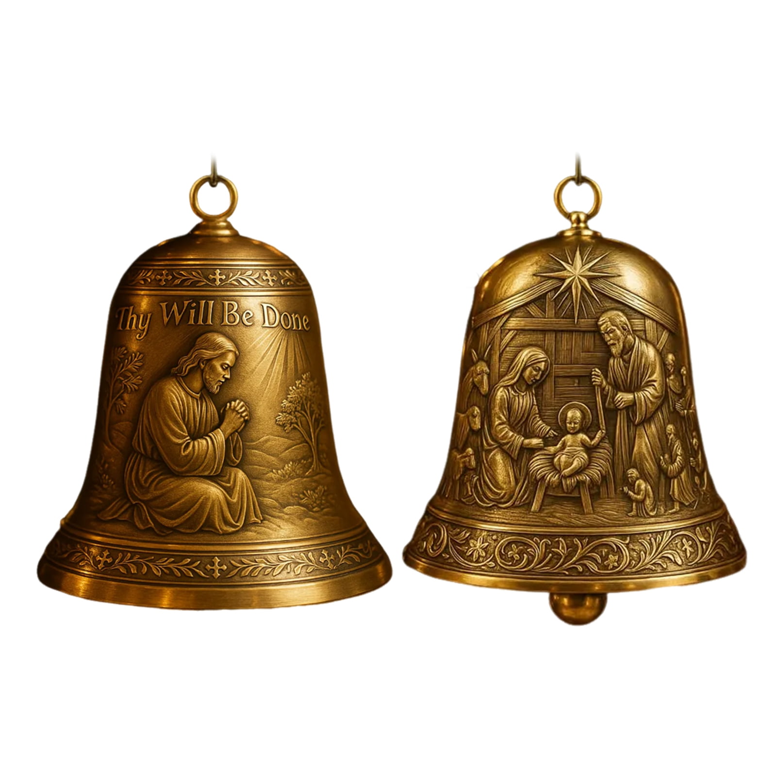 BigTiny Nativity Bell Ornament Christmas Nativity Scene Bell Tree ...