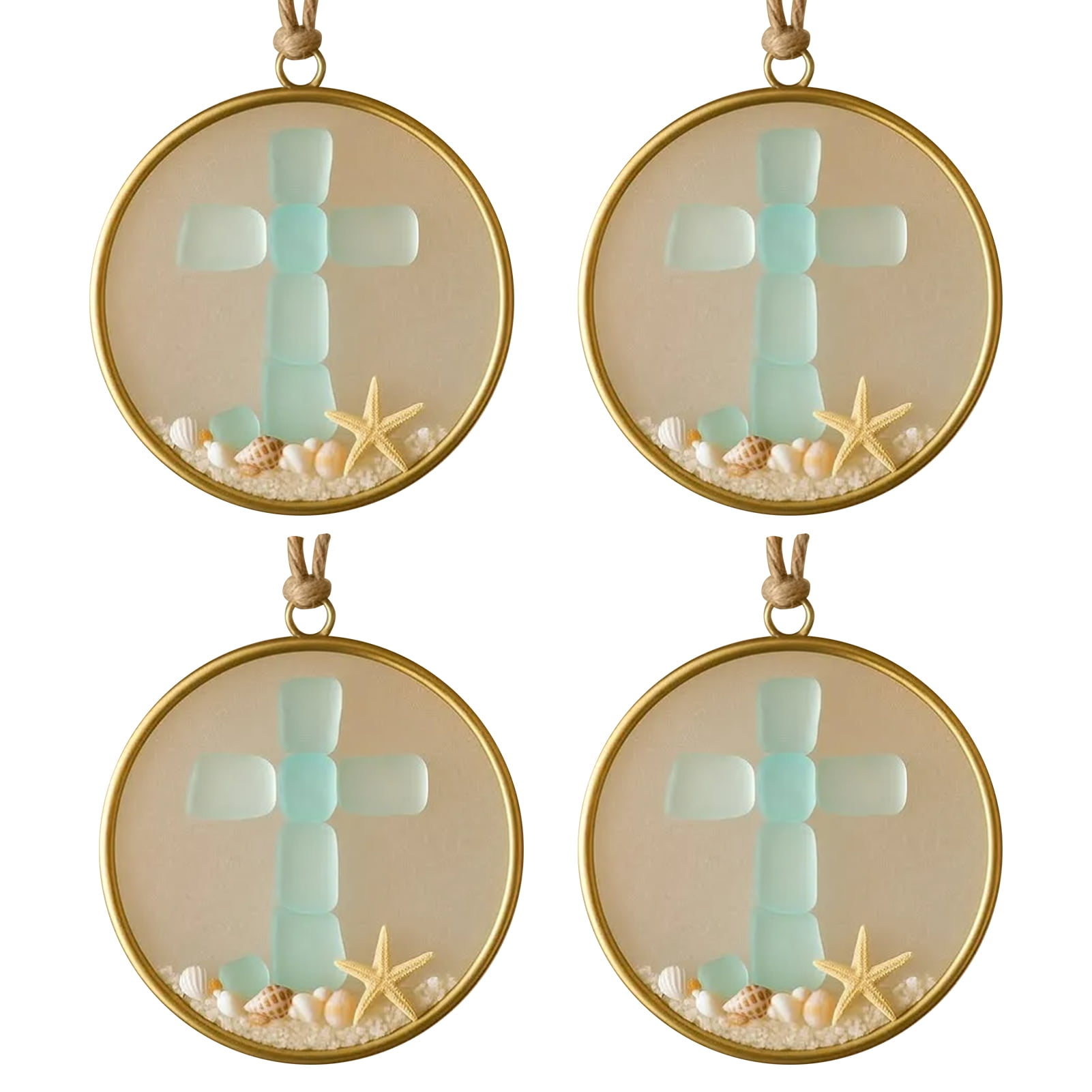 BigTiny Ocean-Inspired Christmas Ornament Sea Glass Shell Resin Tree ...