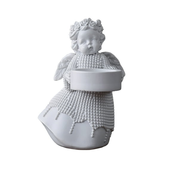 BigTiny Resin Angel Statue Hug Heart Candlestick Shape Ornament Angel ...