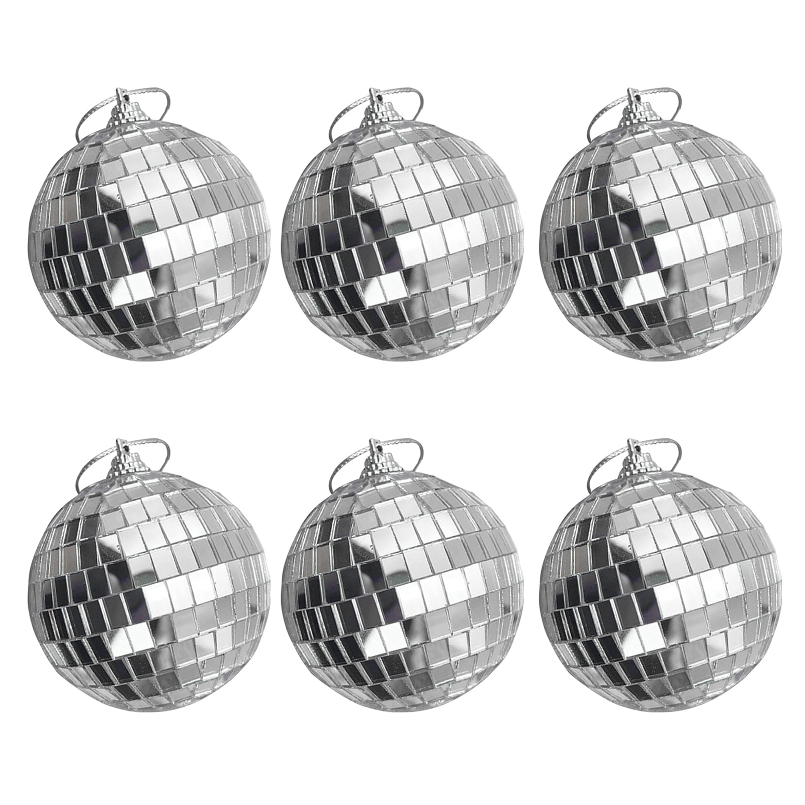 BigTiny Silver Mirror Disco Ball Ornaments Reflective Hanging Disco ...