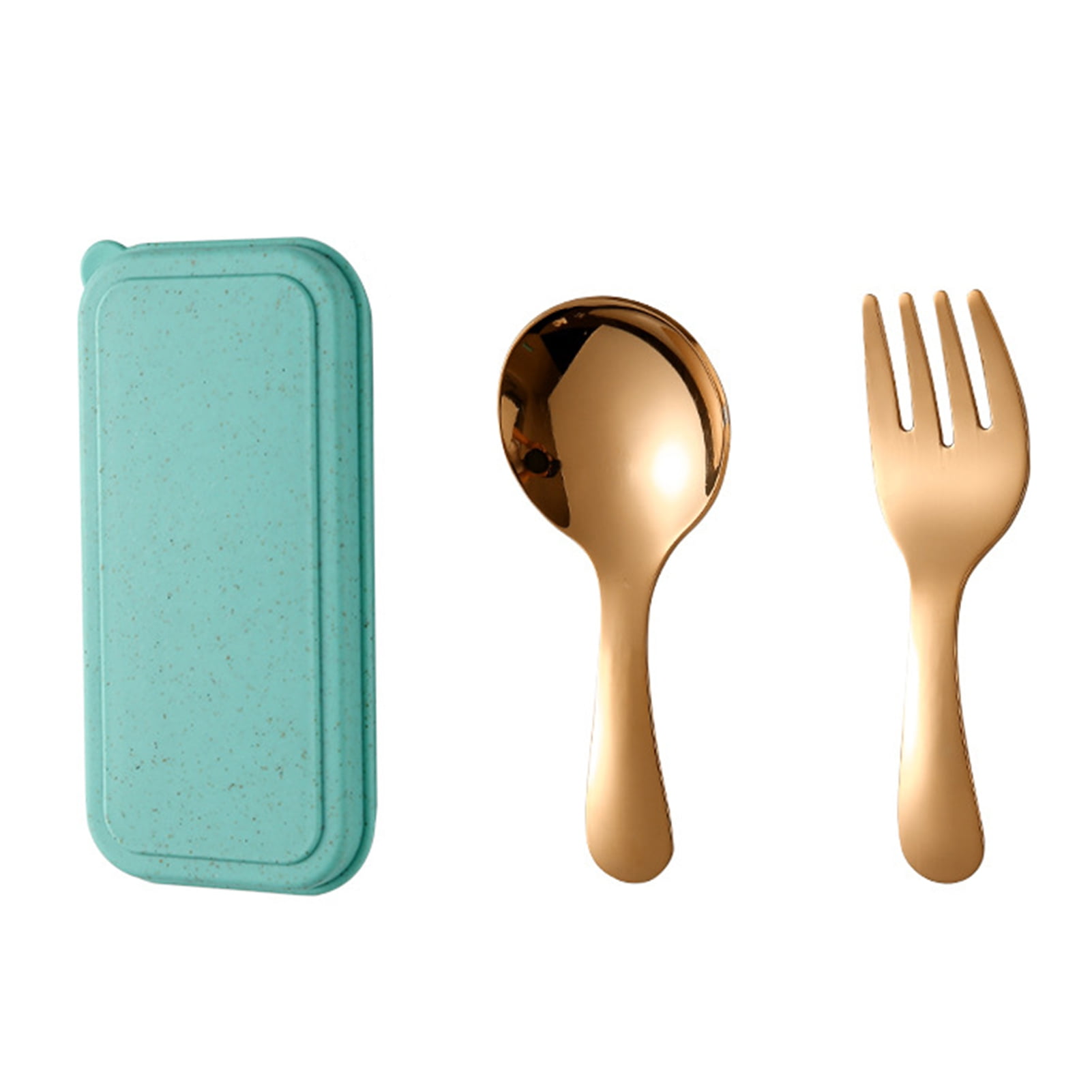 BigTiny Stainless Steel Fork Spoon Set with Case Travel Utensil Set ...