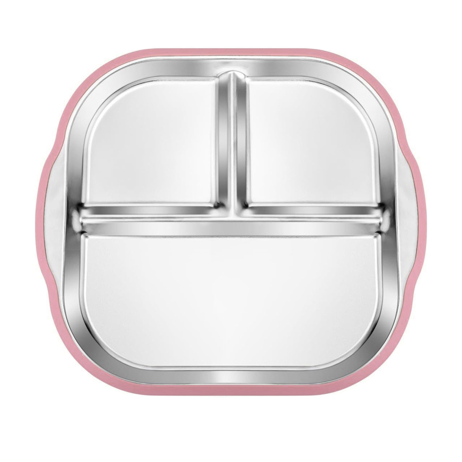 BigTiny Stainless Steel Toddler Plate with Suction Base 3-Compartment ...