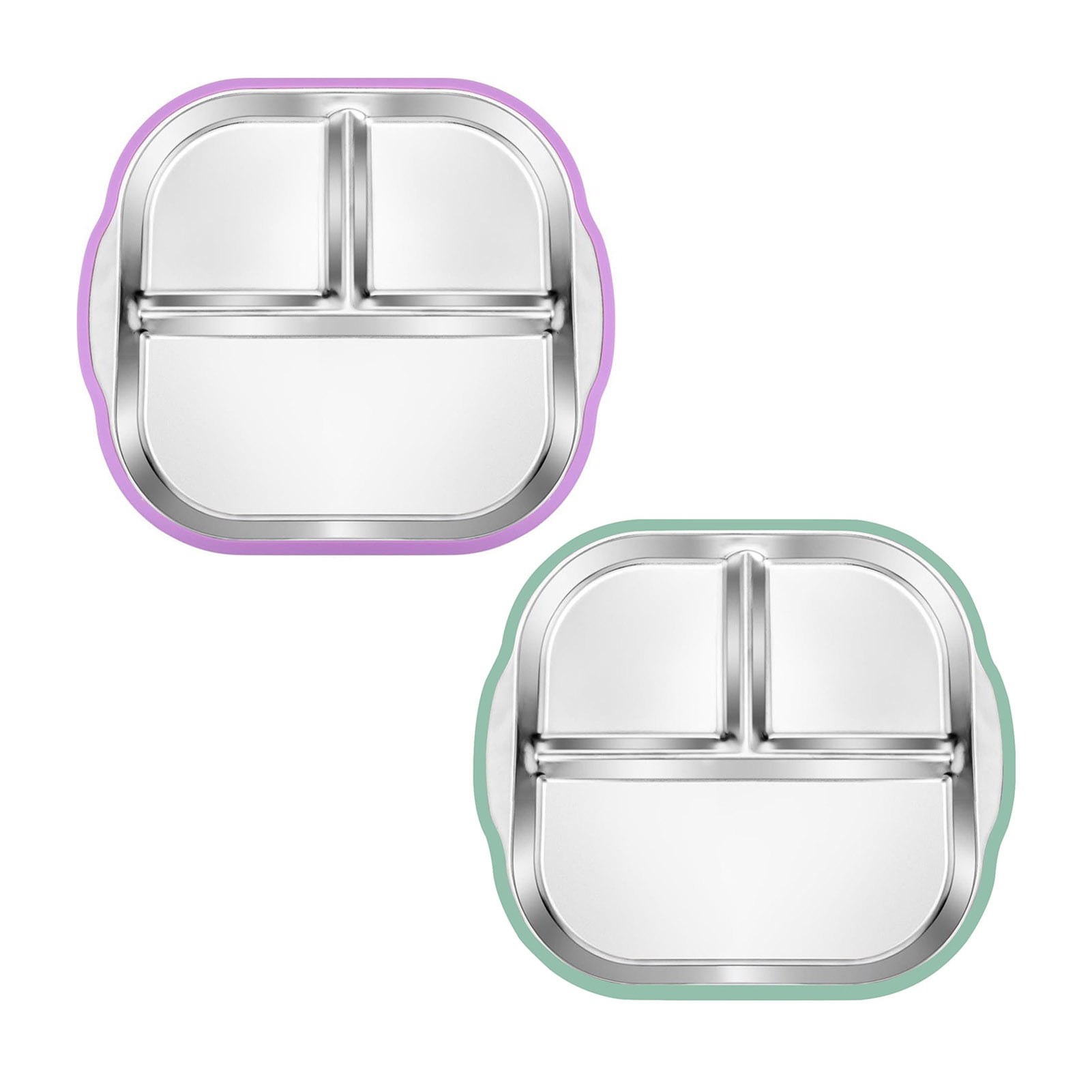 BigTiny Stainless Steel Toddler Plate with Suction Base 3-Compartment ...